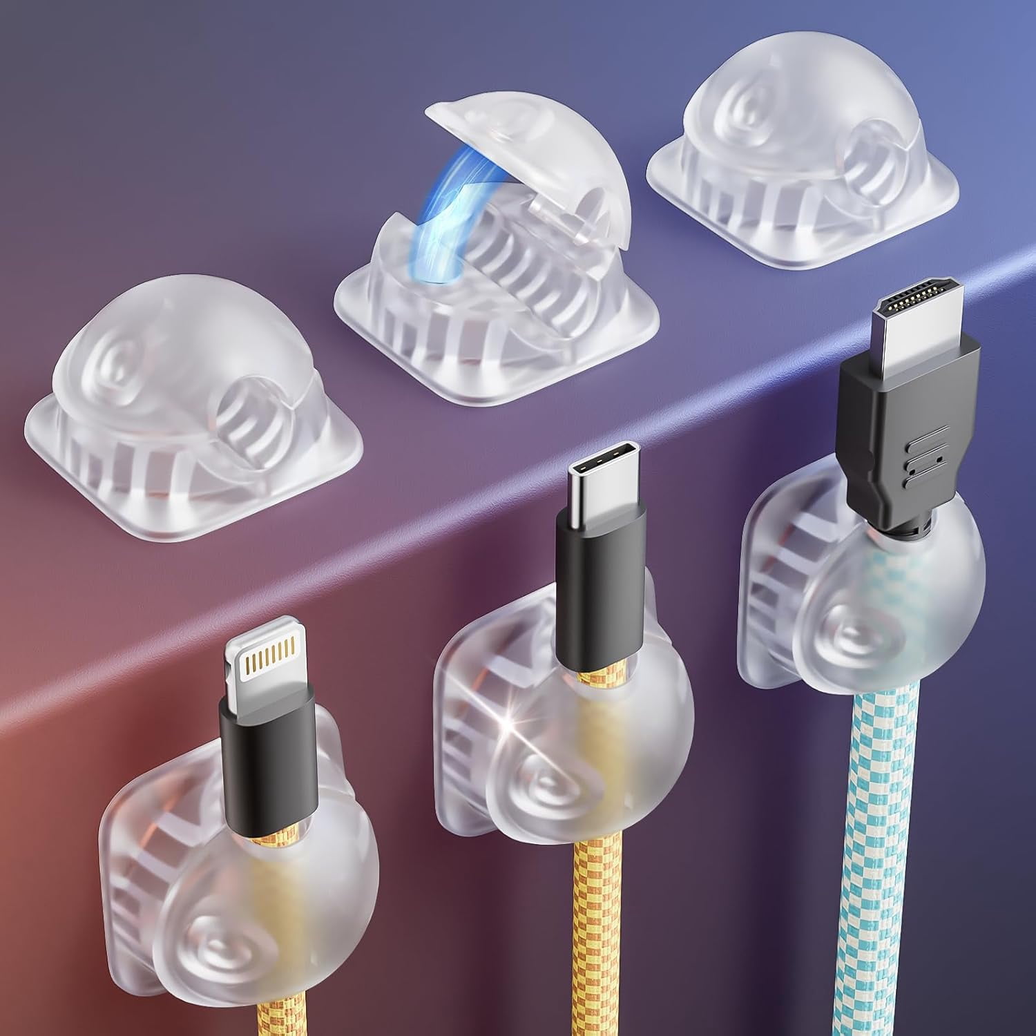 Cord Organizer Holder 6 Pack, [1-Handed-Operation] Magnetic Cable Clips ...