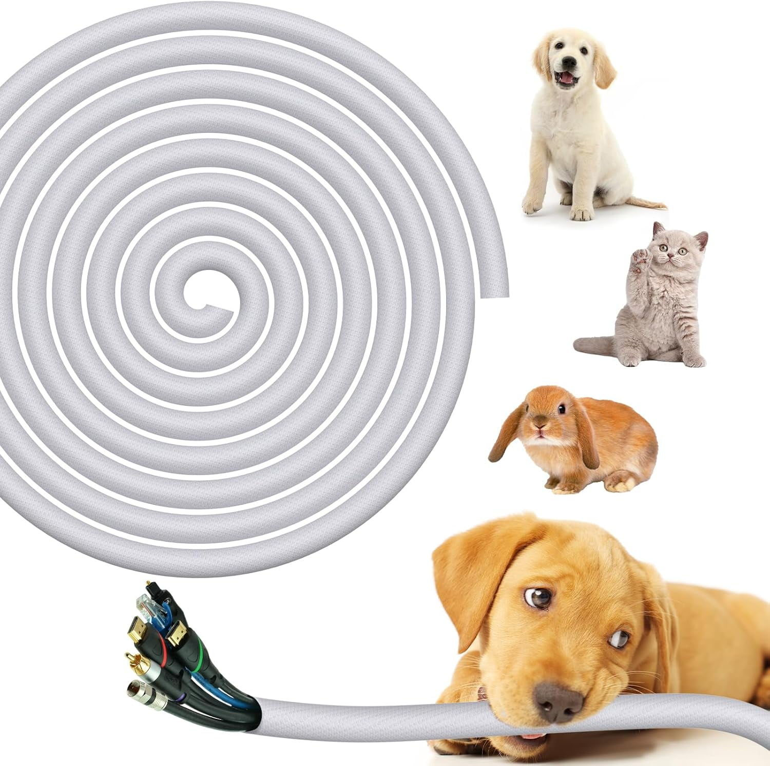 Cord Protectors from Pets No Chew, 13ft White Cable Sleeve Management ...