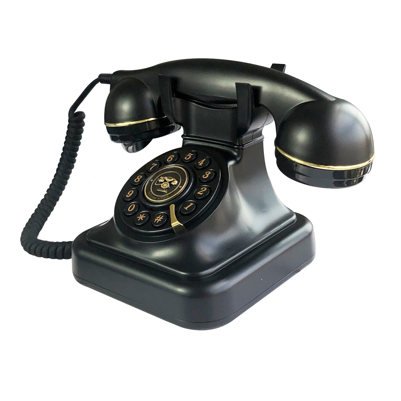Corded Landline Home Phone, Black Retro Style Vintage Plastic Telephone ...