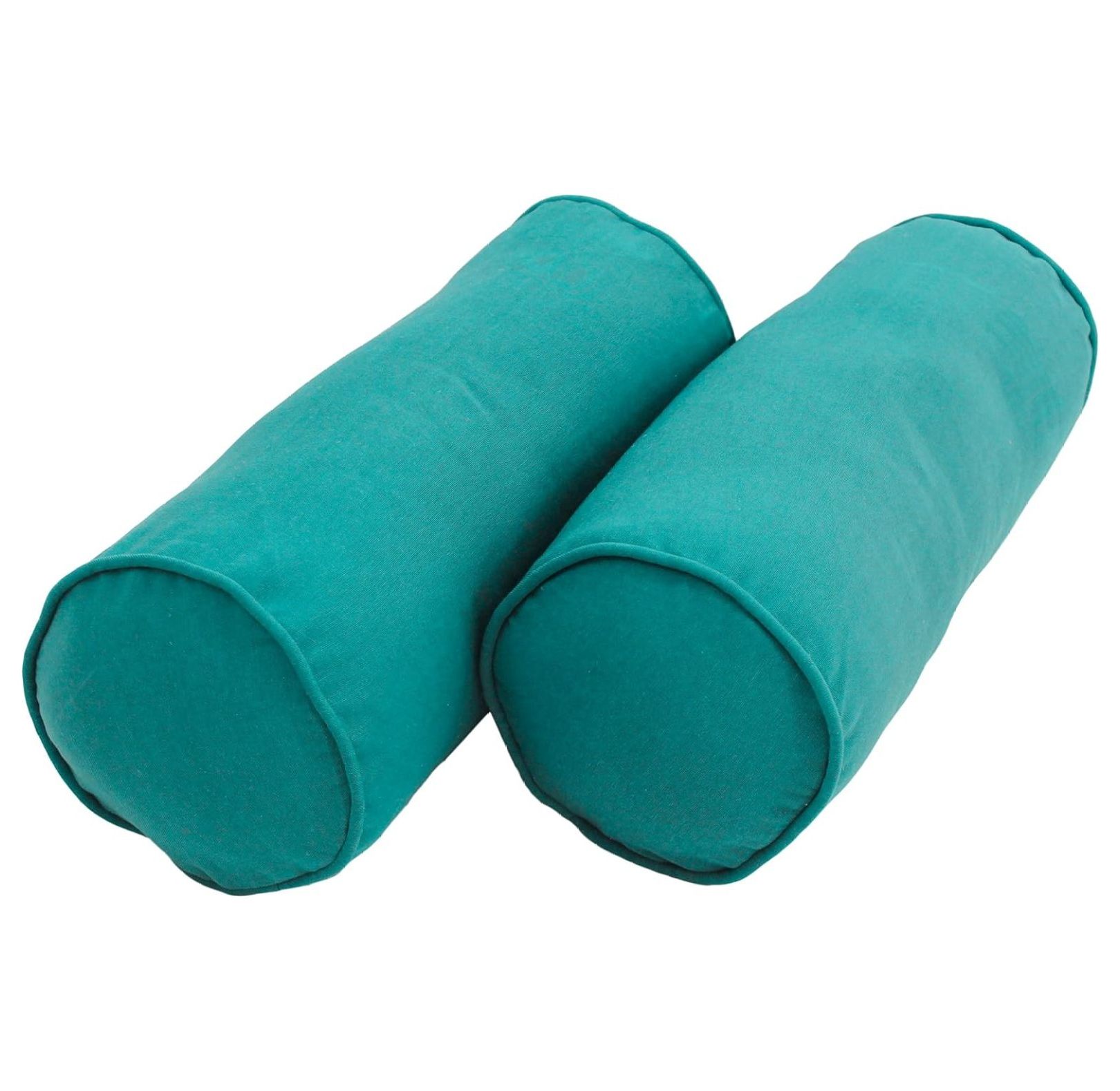Corded Twill Bolster Pillows (Set of 2), 20" x 8", Aqua Blue, 2 Count ...