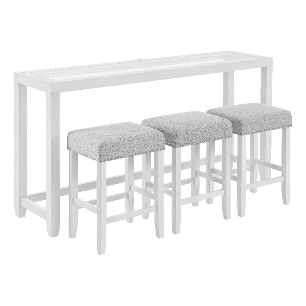 Cordero Living Room Wooden White Console Bar Table, Home Storage Set ...
