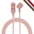 Cordinate 3 Outlet Extension Cord, 8 ft Braided Cable, Light Pink ...