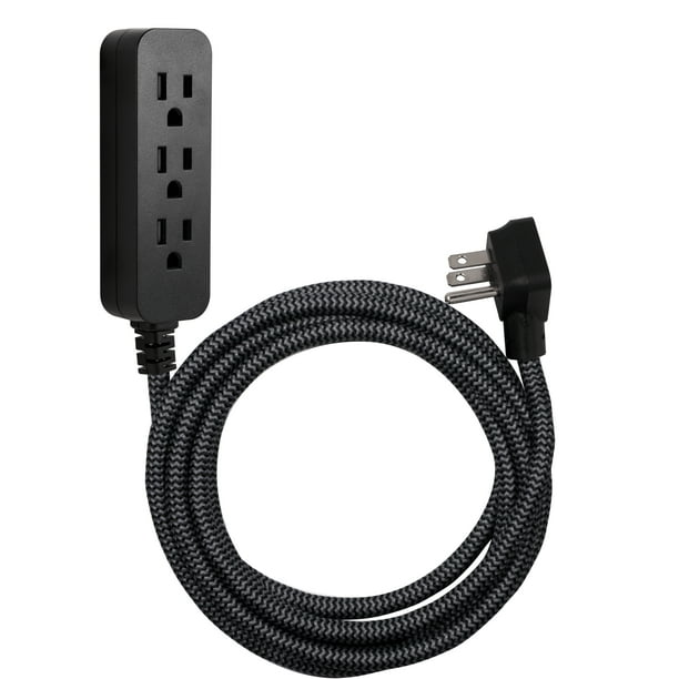 Cordinate Designer Extension Cord, 3-Outlet 10-Foot Cord, Black, 42024 ...