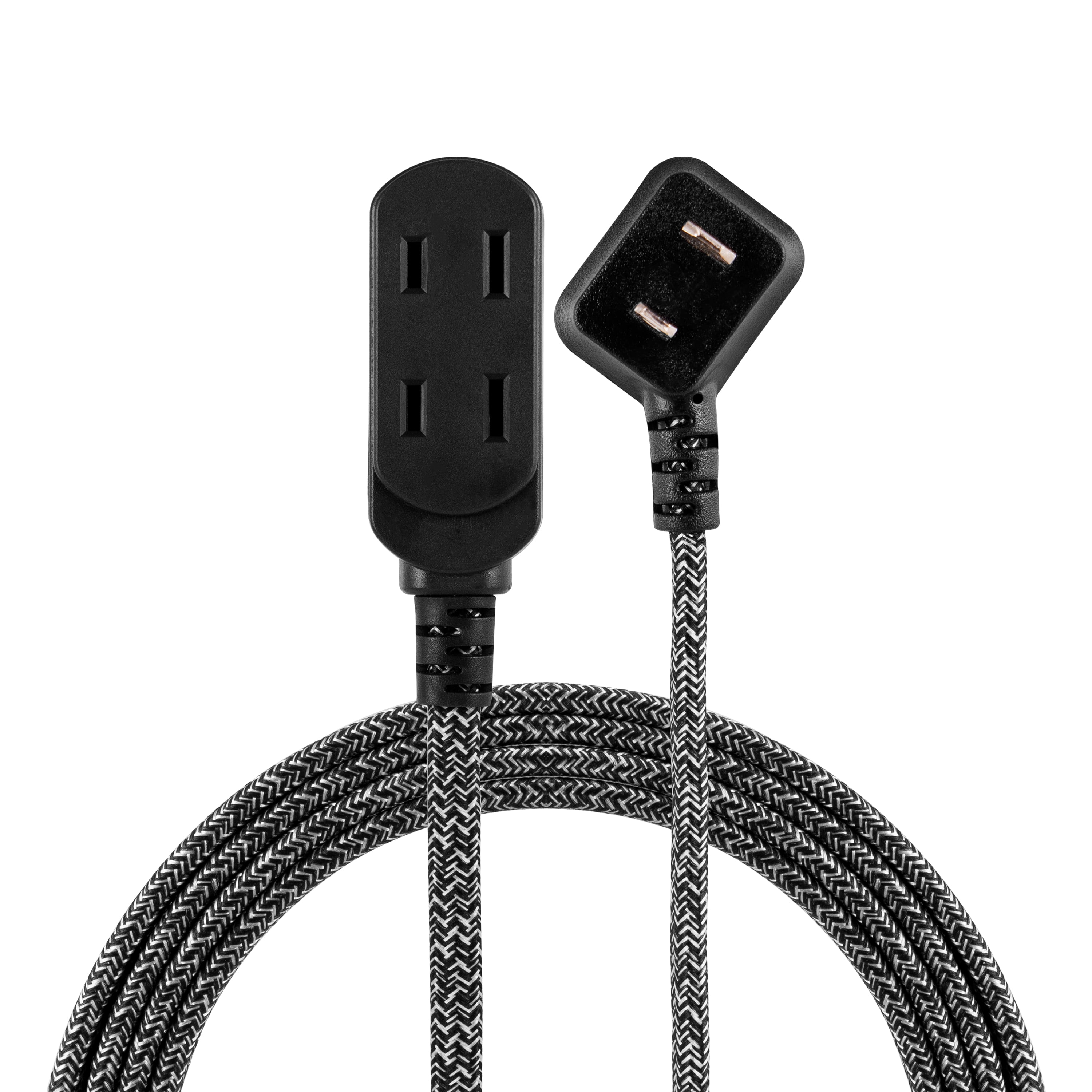 Cordinate Designer Extension Cord, 3-Outlet, Gray, 8 ft. Braided Cord ...