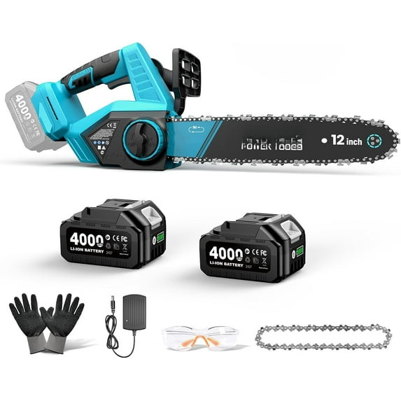Cordless 12-inch, Handheld Chain Saws with a 4.0Ah , Tree with Tool ...