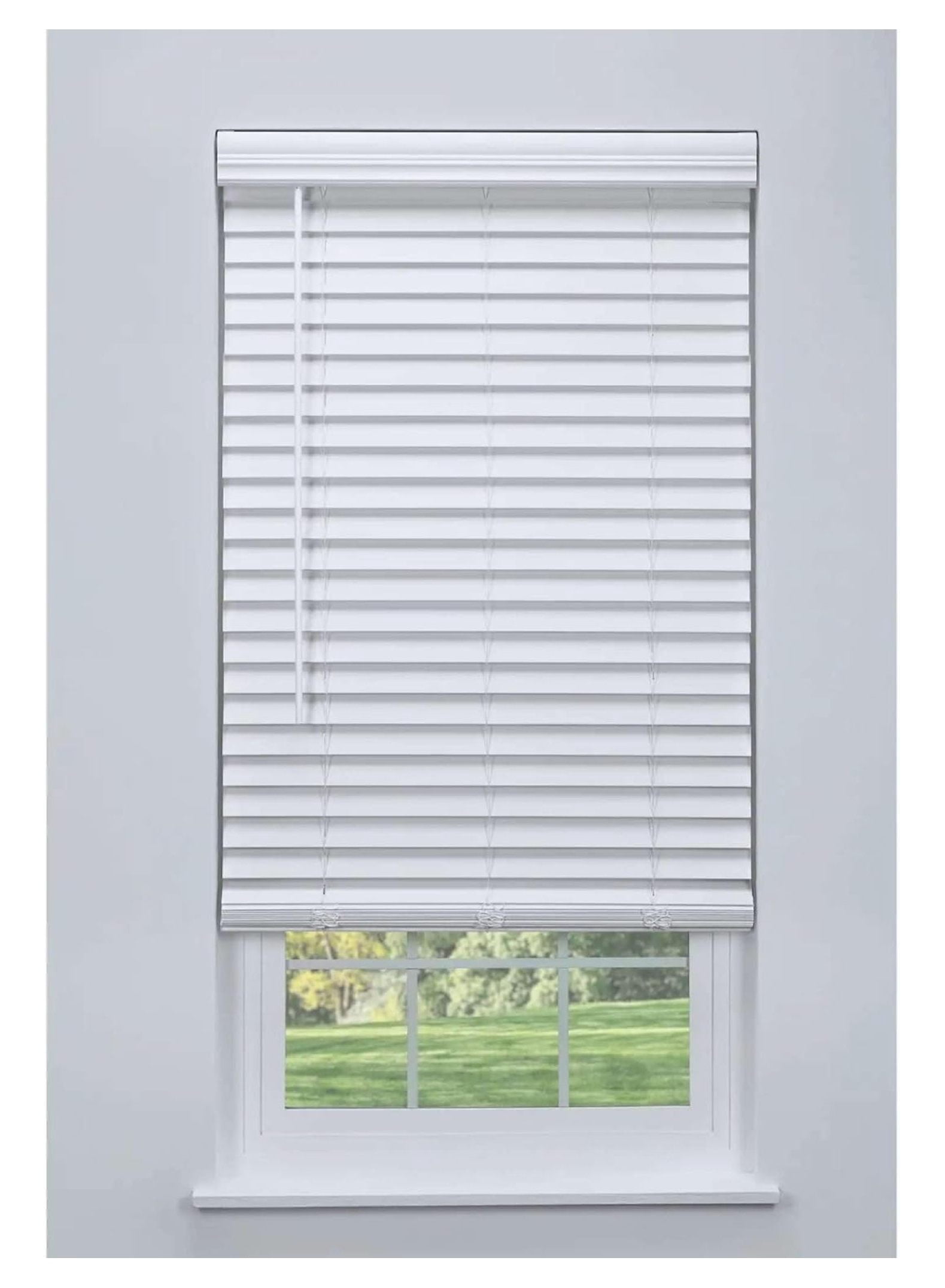 Cordless 2" Faux Wood Blind White 28 W x 60 H, Flush Inside Mount (No ...