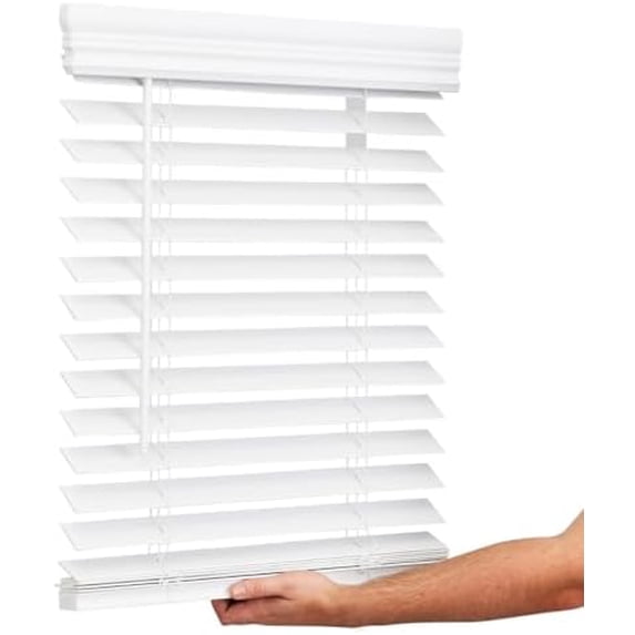 Cordless, 2 Inch Faux Wood Blind, 34.5" Wide x 60" Long, Window Blinds ...