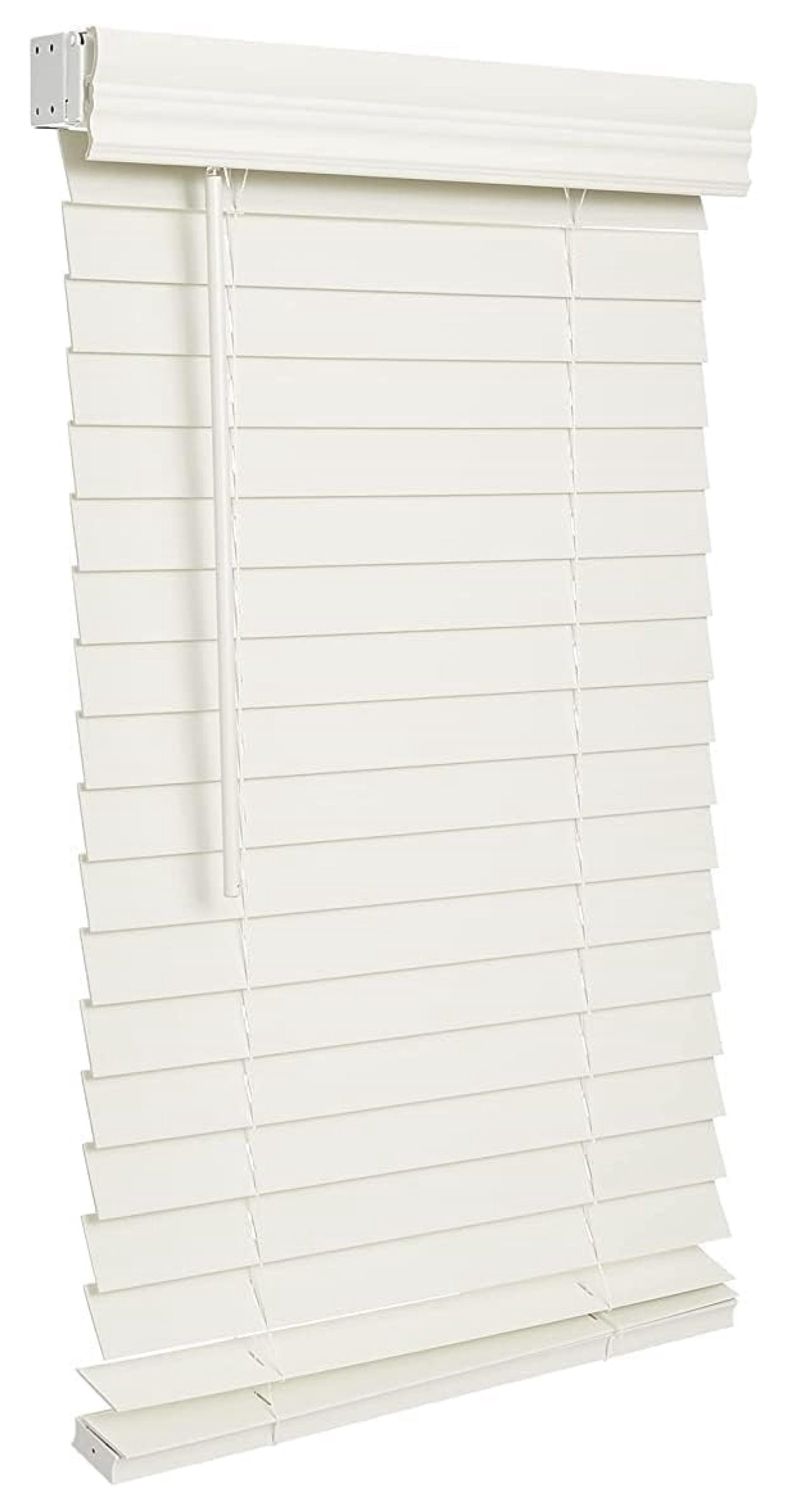 Cordless 2-inchFaux Wood Blind 25" Wide x 84" Long,(Soft White-Antique ...