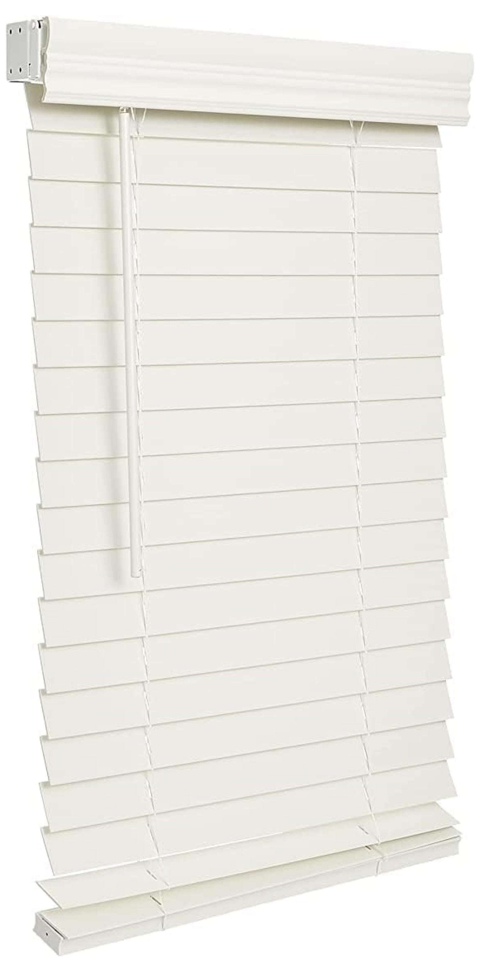 Cordless 2-inchFaux Wood Blind 82" Wide x 60" Long,(Soft White-Antique ...