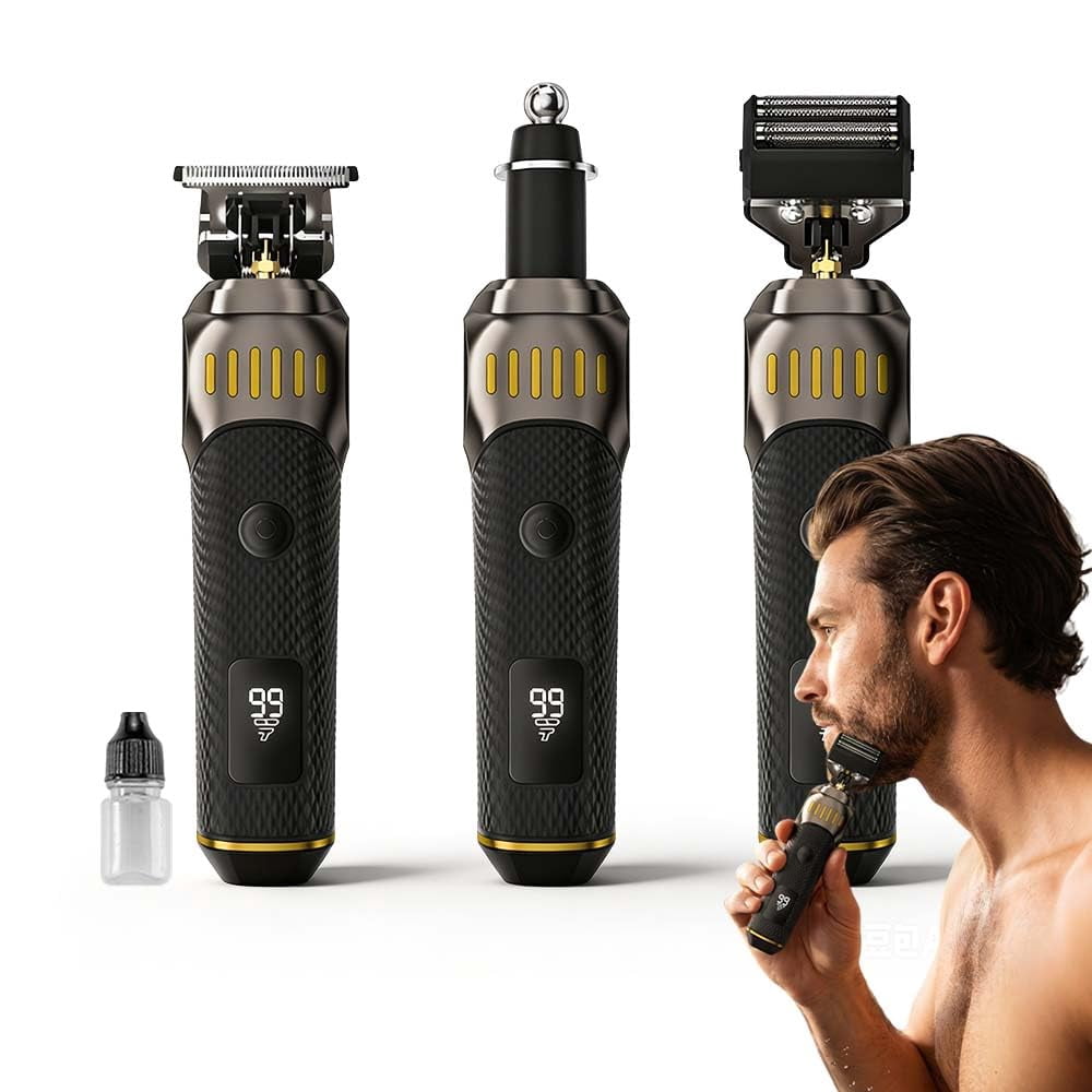 Cordless 3-in-1 Electric Beard Trimmer Kit, Rechargeable Mustache and ...