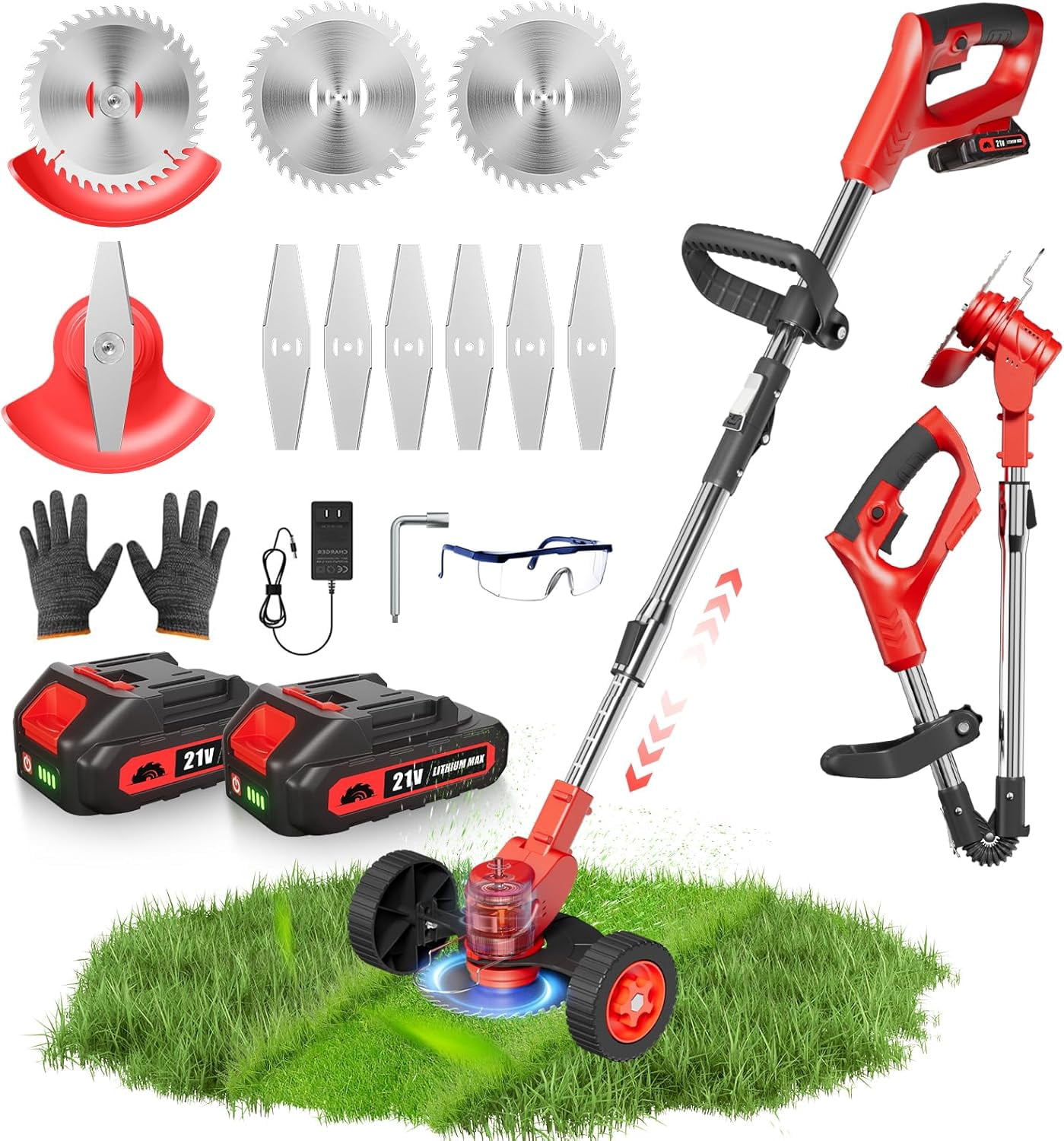 Cordless 3 in 1 Electric Weed Wacker Trimmer Edger Adjustable Height ...
