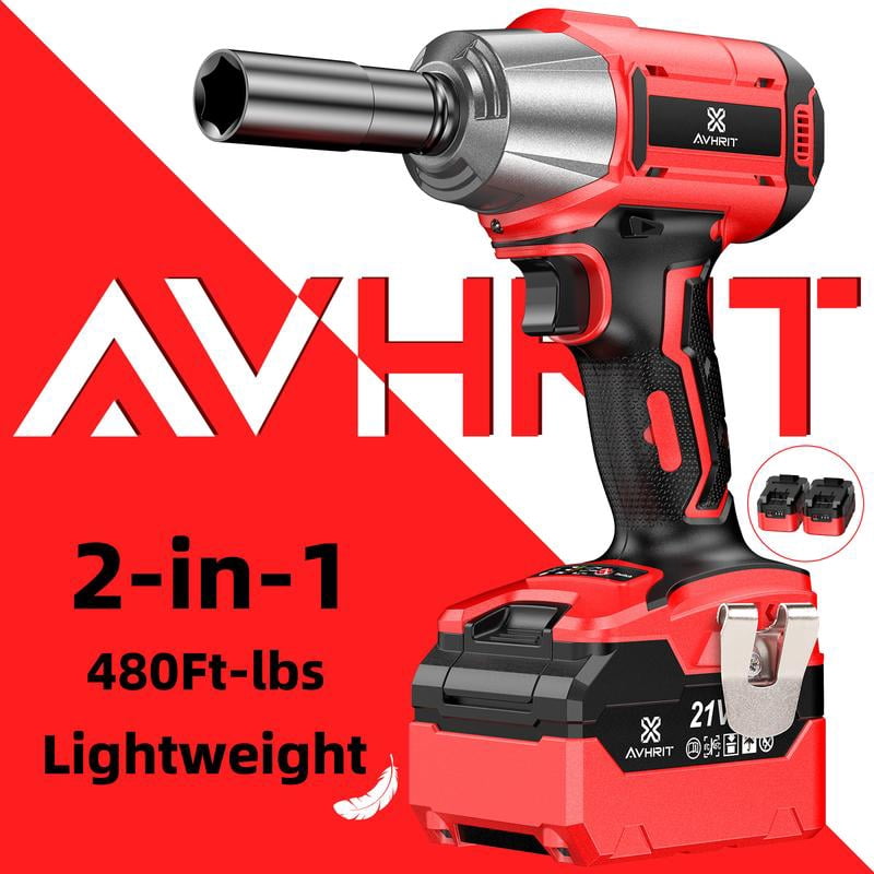 Cordless 480Ft-lbs Brushless Power Impact Wrench Gun 1/2 inch, 1/2 ...