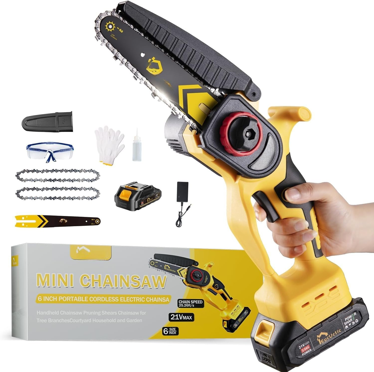 Cordless , 6-Inch Mini 21V with 1 , - Handheld for Tree Trimming ...