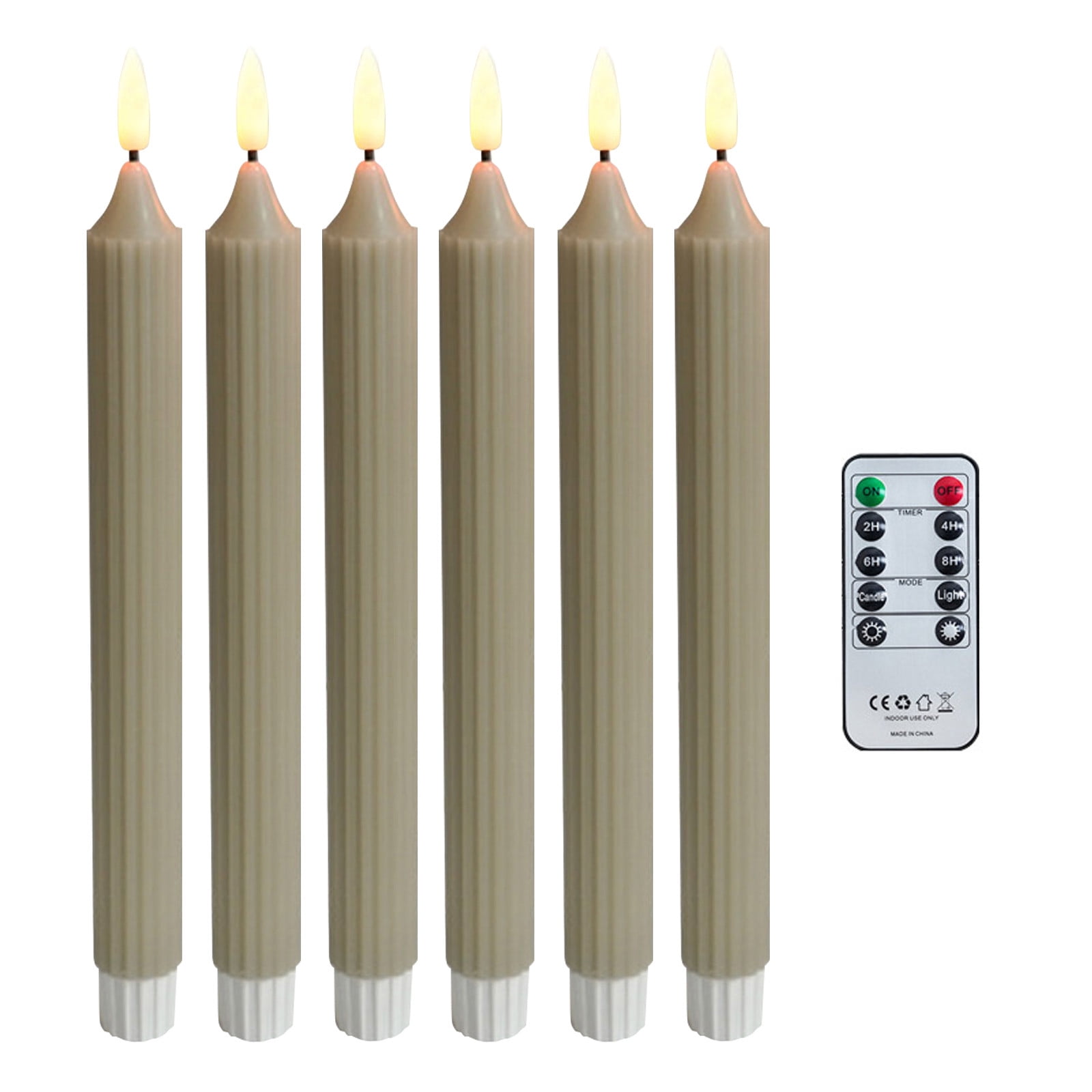 Cordless 6 PCS Window Flameless LED Taper Candles With Sensor Dusk To ...