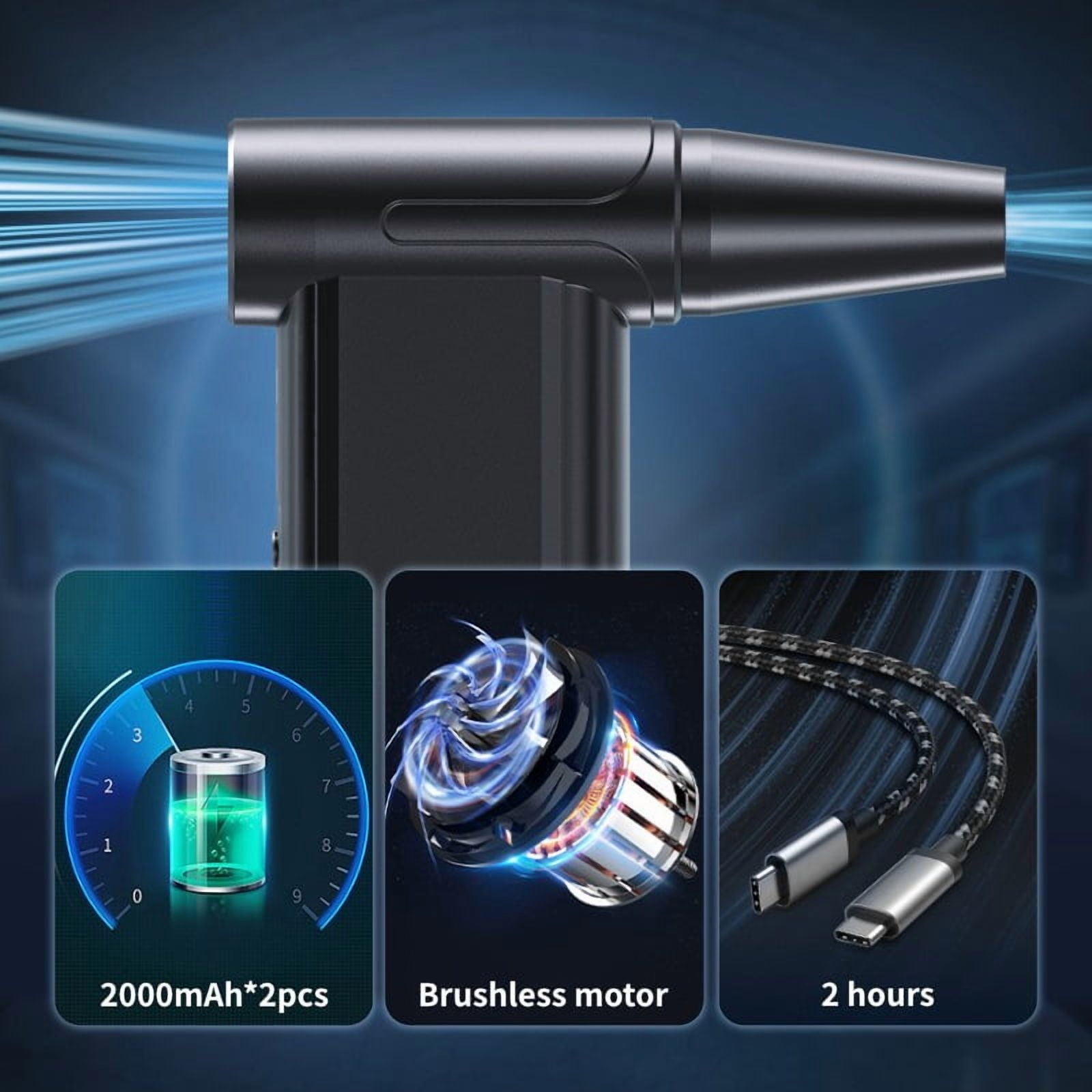 Cordless 8-Gear Electric Air Duster with HD Display, Multi-Nozzles for ...