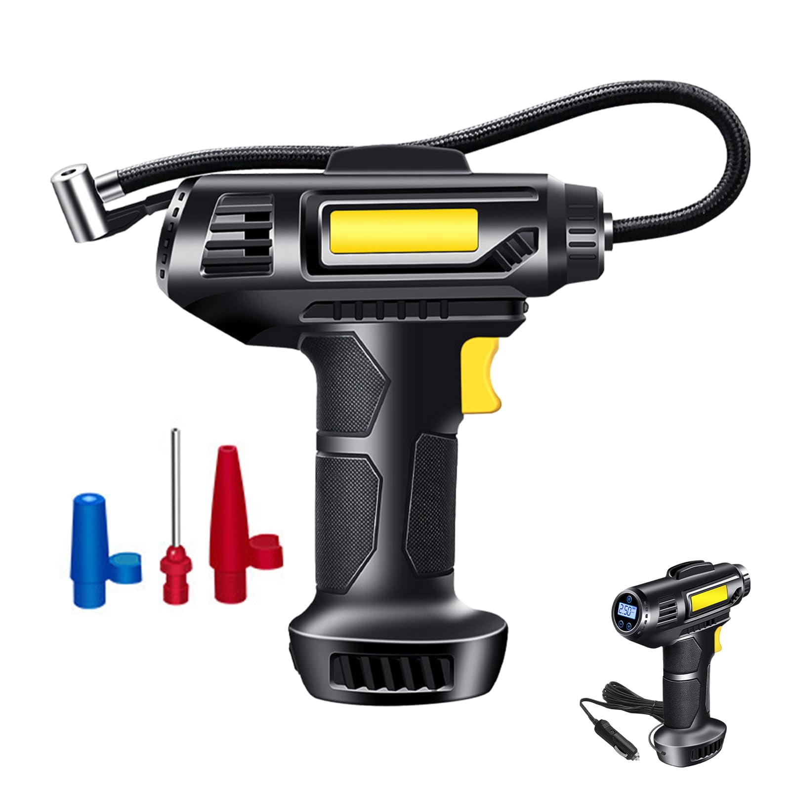 Cordless Air Compressor Tire Inflator,Portable Handheld Air Pump for Tires with Digital Pressure ...