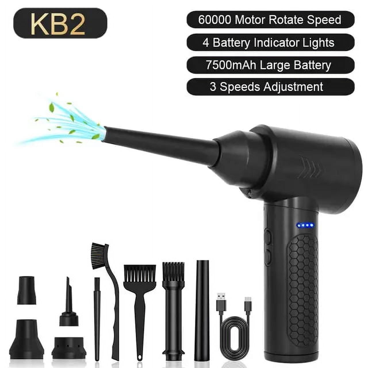 Cordless Air Duster 90W Wireless Gel Gun Air Blower Gun Cleaner For PC ...