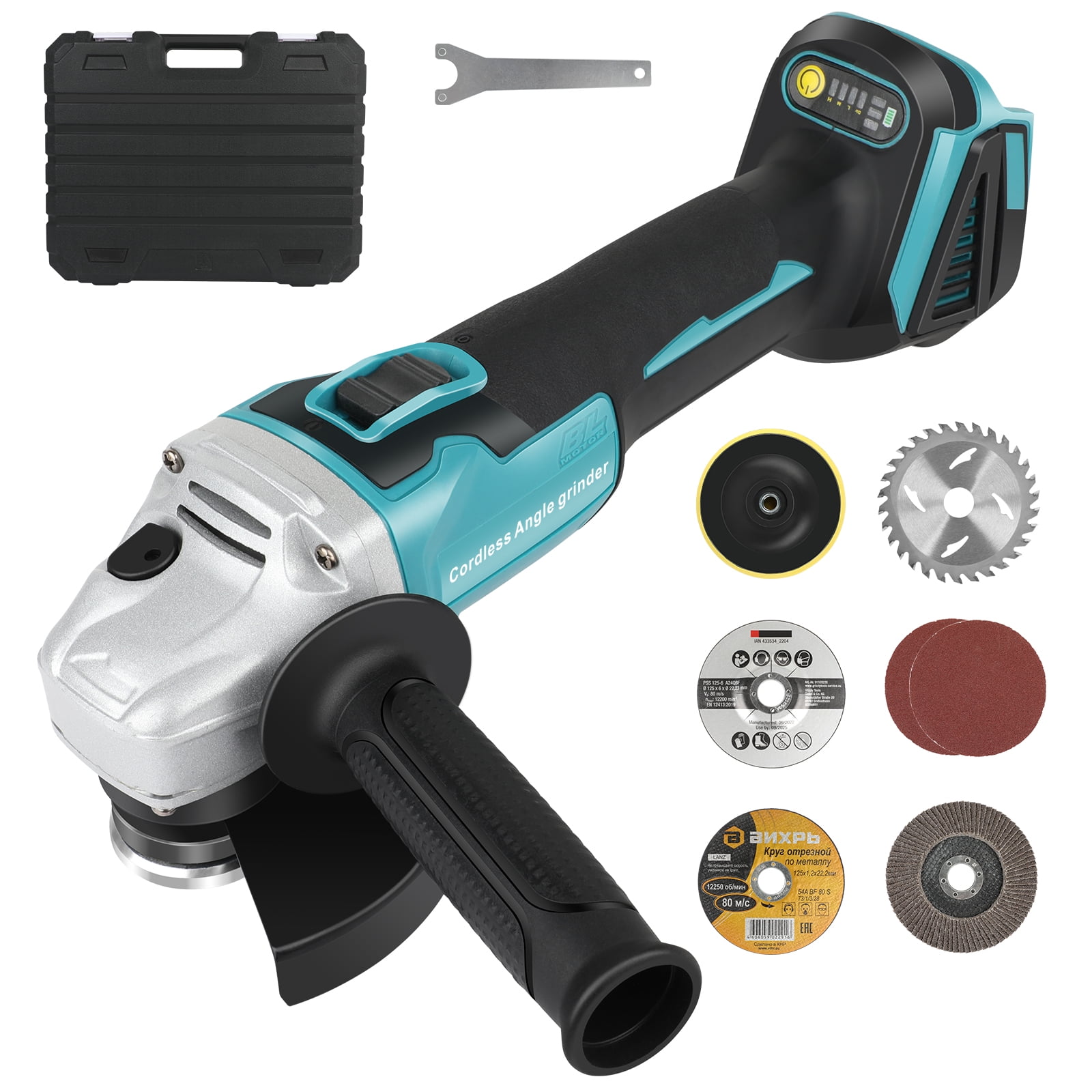Huajiang Tech Cordless 125 mm 20V Angle Power Grinder 9000 RPM ...