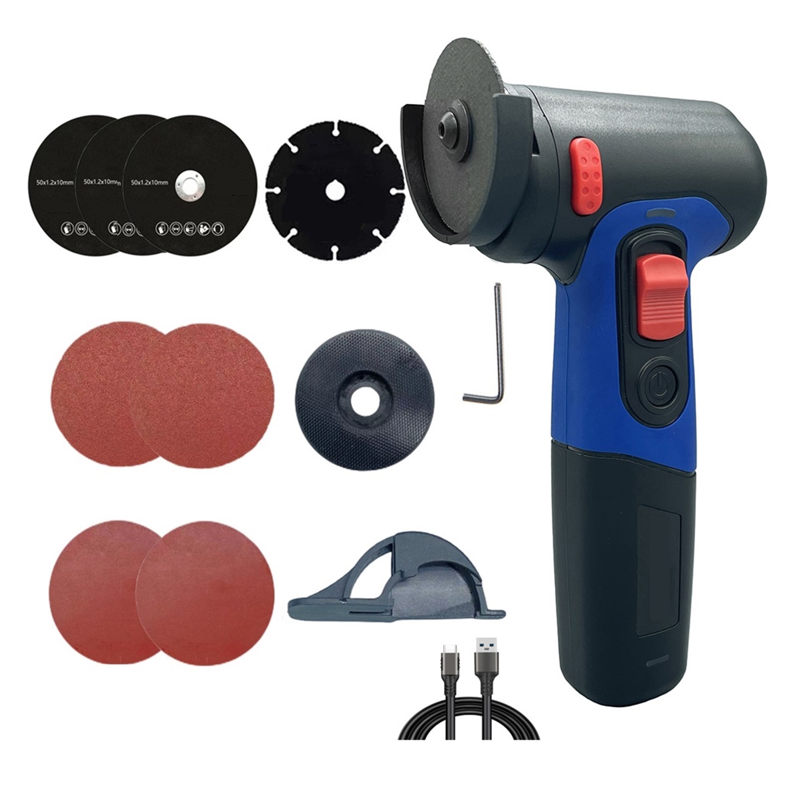 Cordless Angle Grinder Mini Sander USB Rechargeable Lithium Battery ...