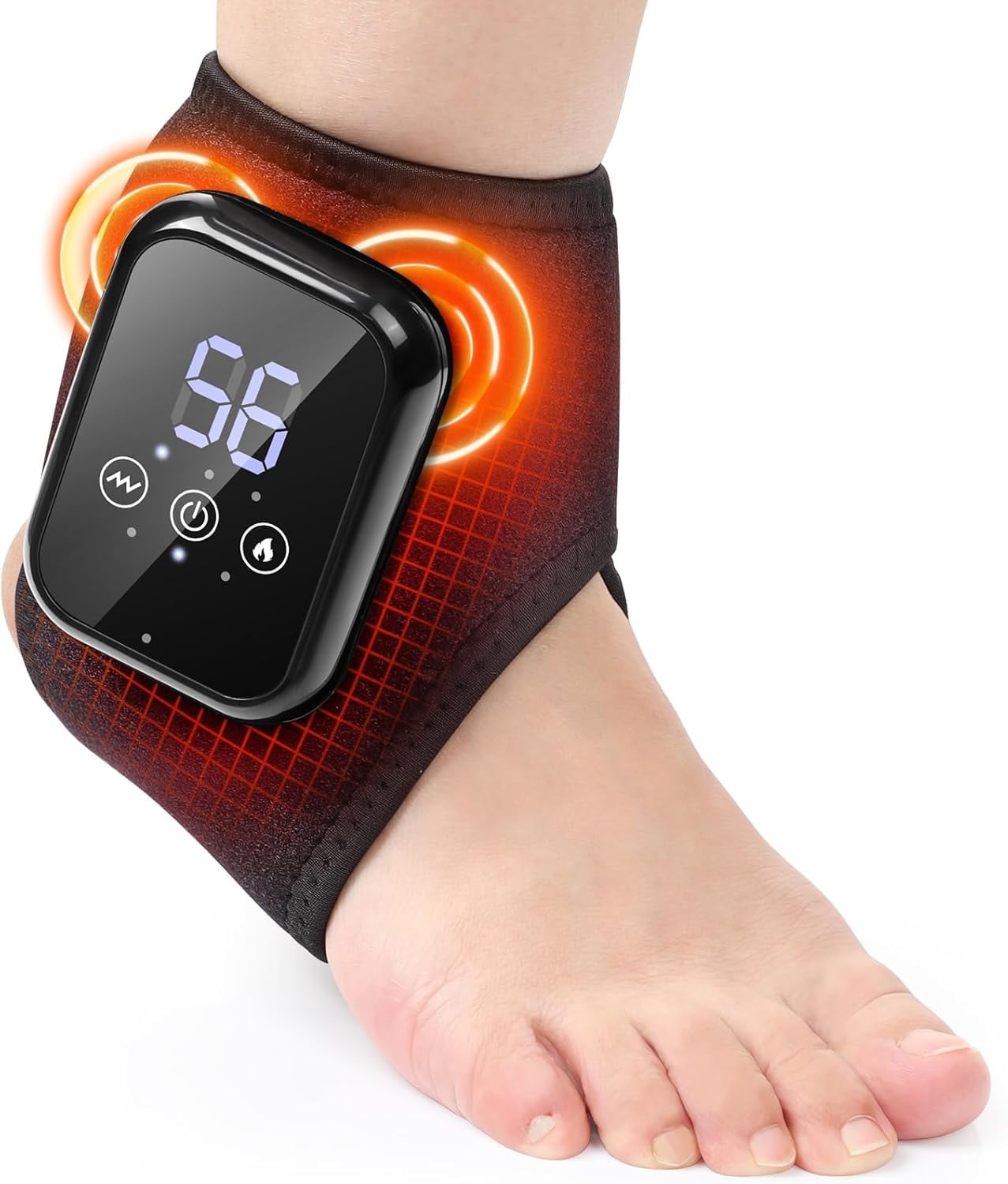 Cordless Ankle Massager with Heat, 2000mAh Battery Ankle Heating Pad ...