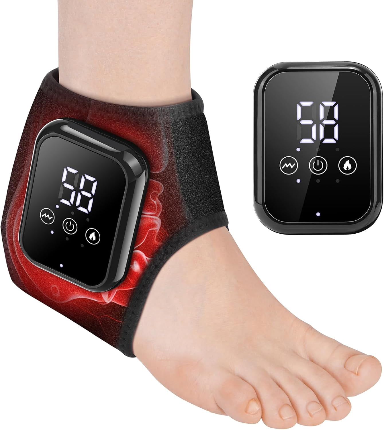 Cordless Ankle Massager with Heat, Ankle Heating Pad for Relief ...