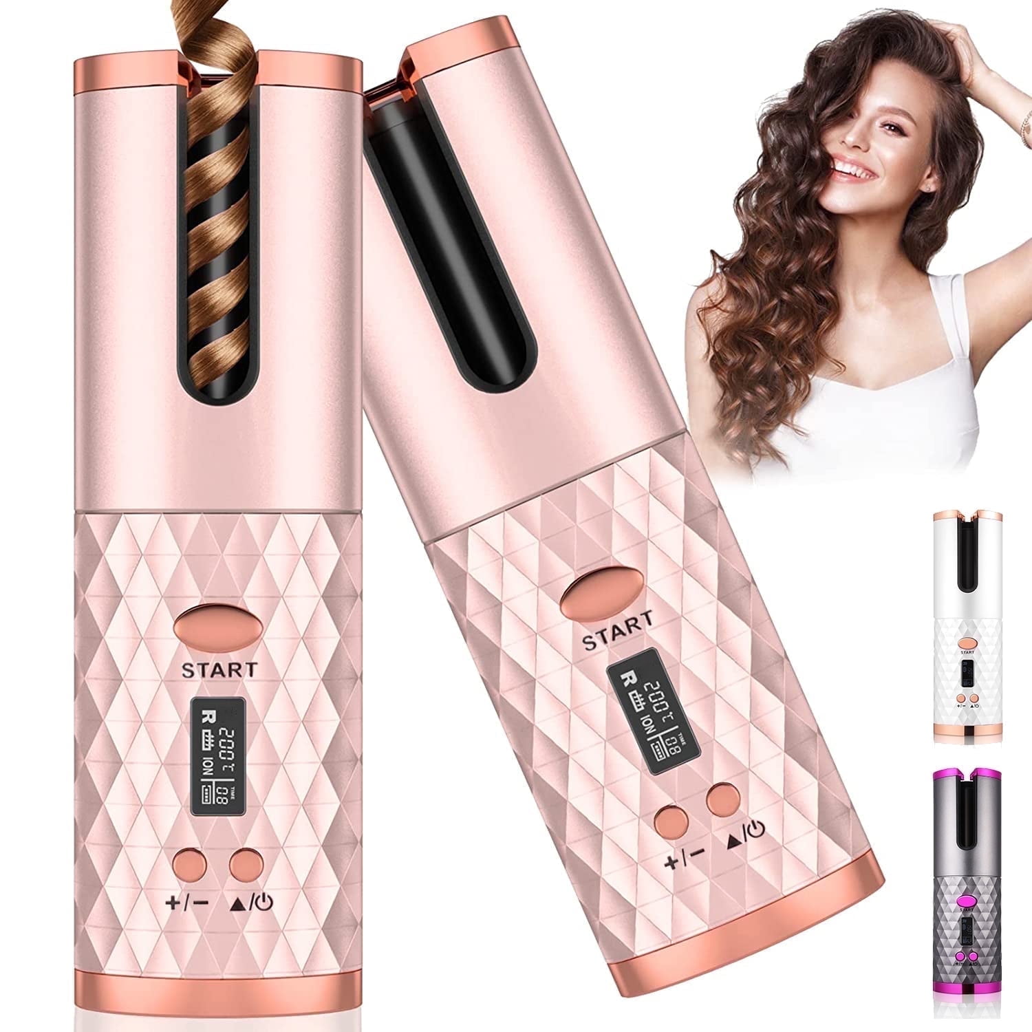 Cordless Auto Curler Automatic Curling Iron Rechargeable For Curls or ...