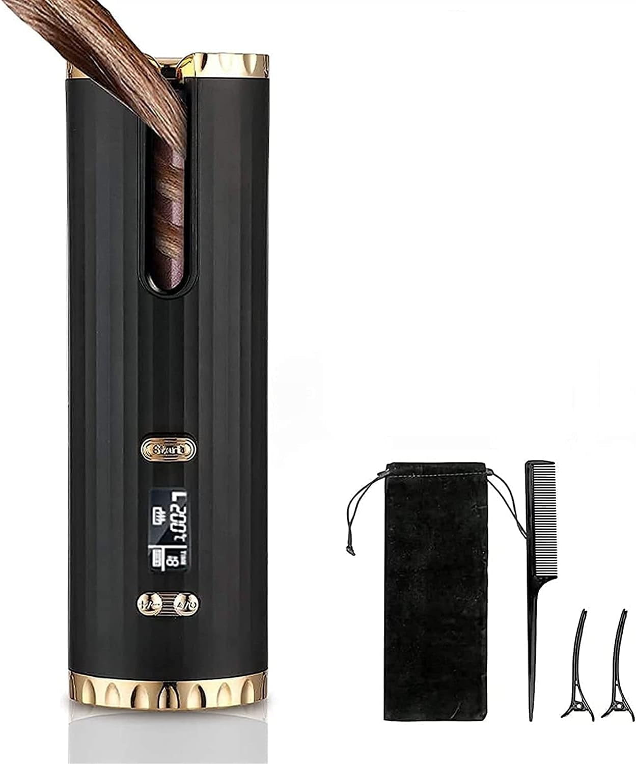 Cordless Auto Hair Curler, Automatic Curling Iron with LCD Display ...