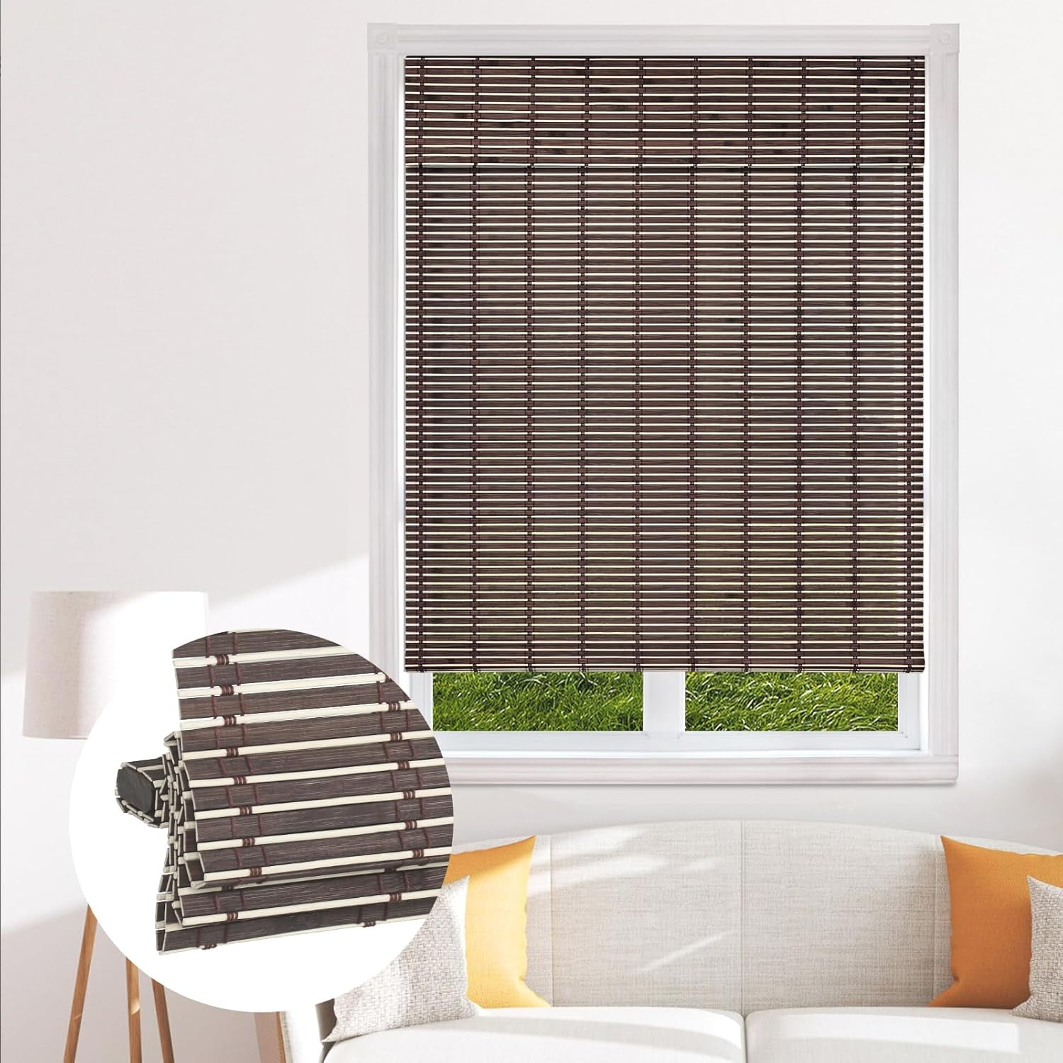 Cordless Bamboo Blinds Shades, Light Filtering Bamboo Roller Shades ...