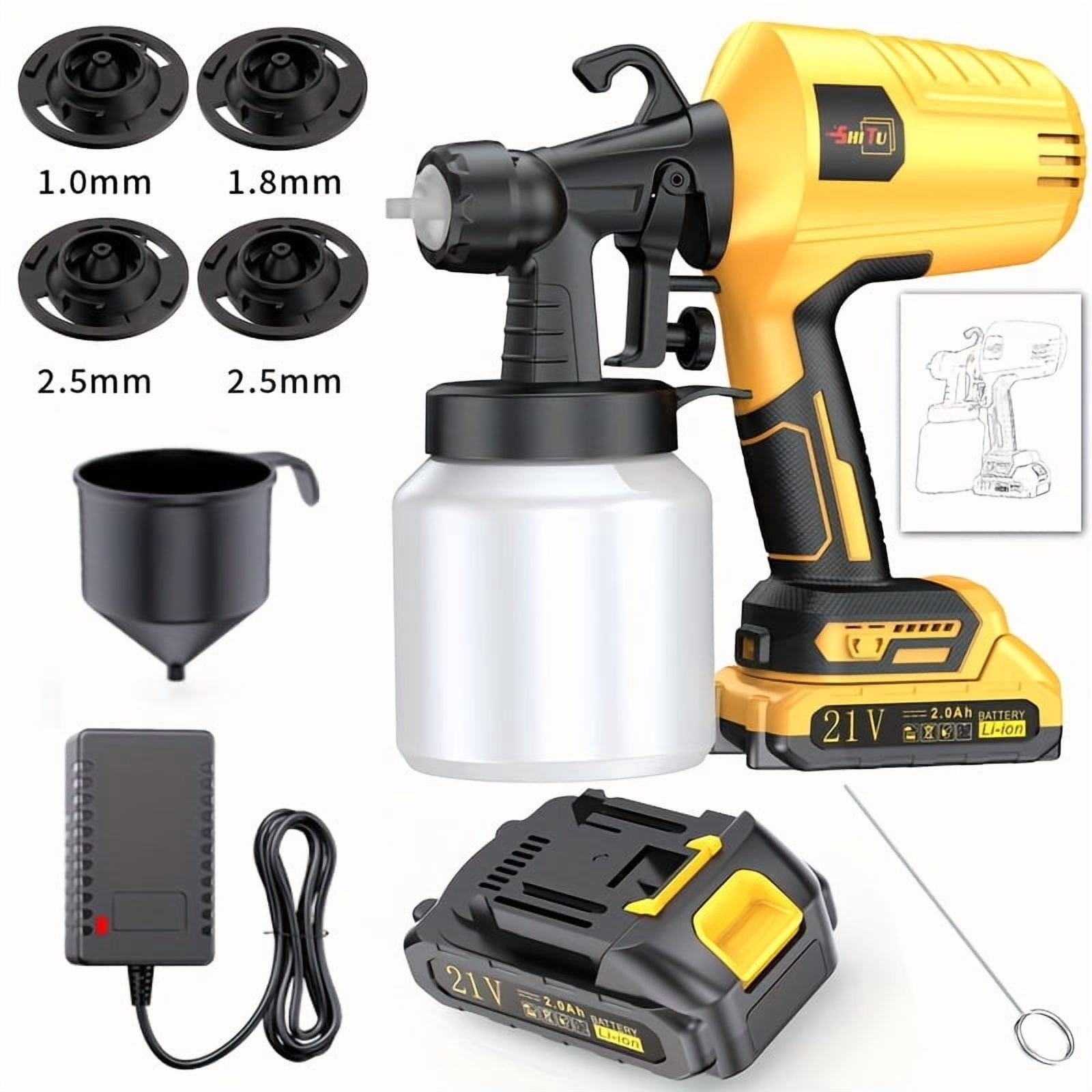 Cordless Battery Powered Paint Sprayer, Easy Clean Handheld Spray Gun ...
