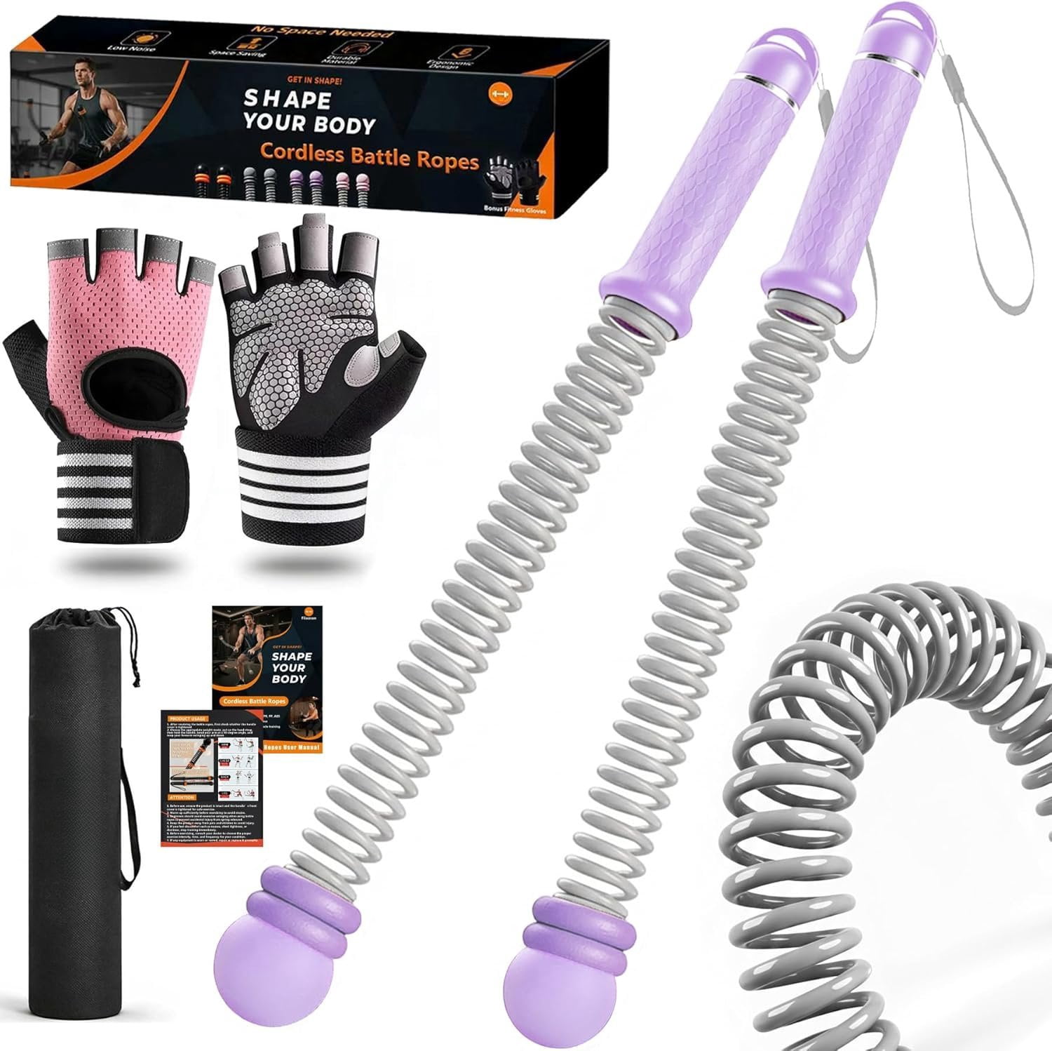 Cordless Battle Ropes Adjustable Trainer, Ropeless Weighted Portable ...