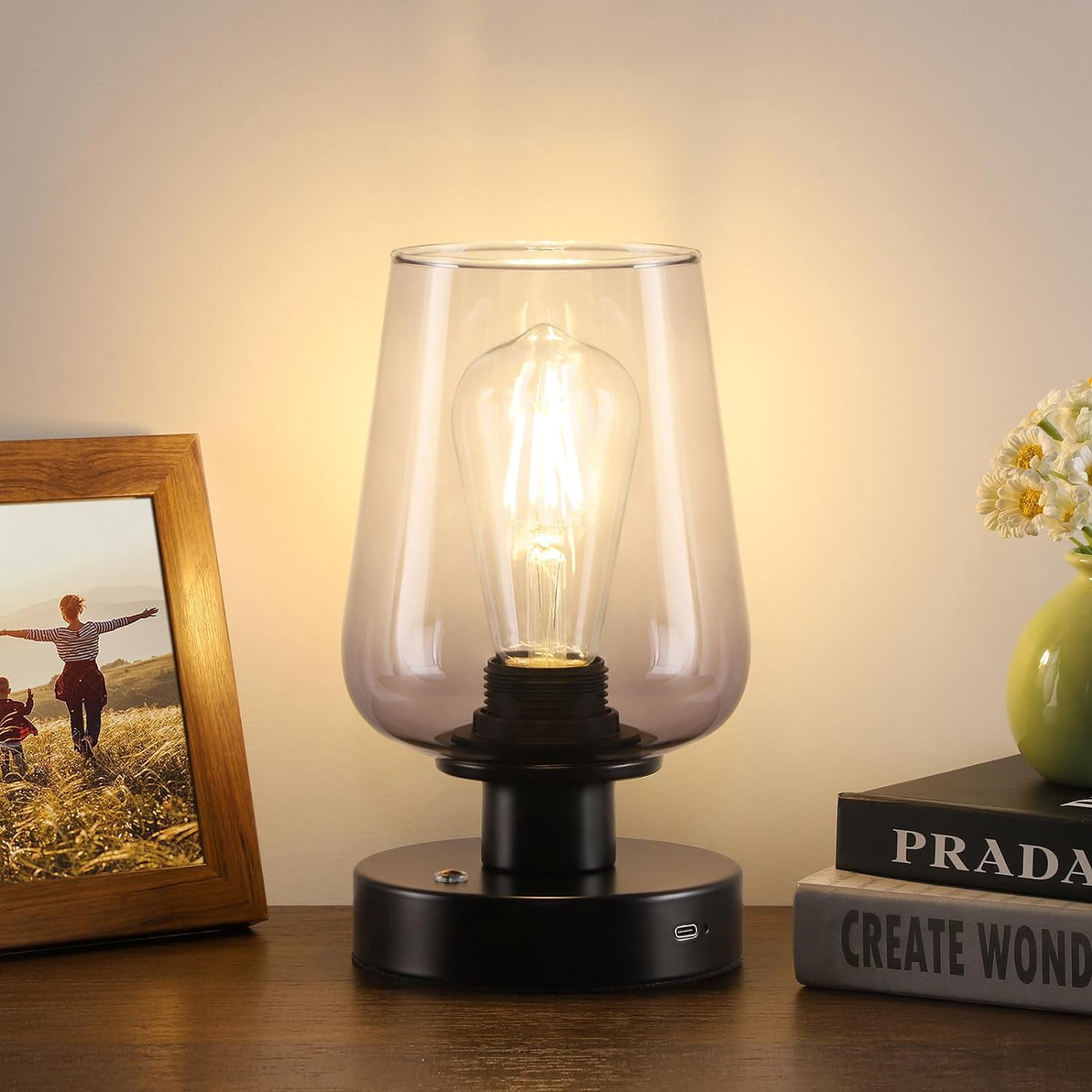Cordless Bedside Table Lamp, Rechargeable Touch Nightstand Lamp, 3 Way ...