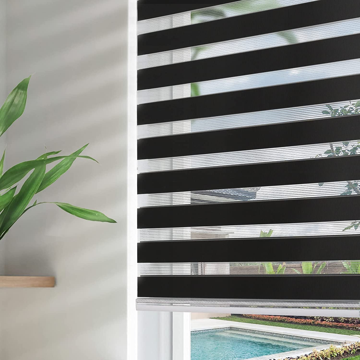 Cordless Blinds for Windows, Dual Layer Free-Stop Shades Privacy Light ...