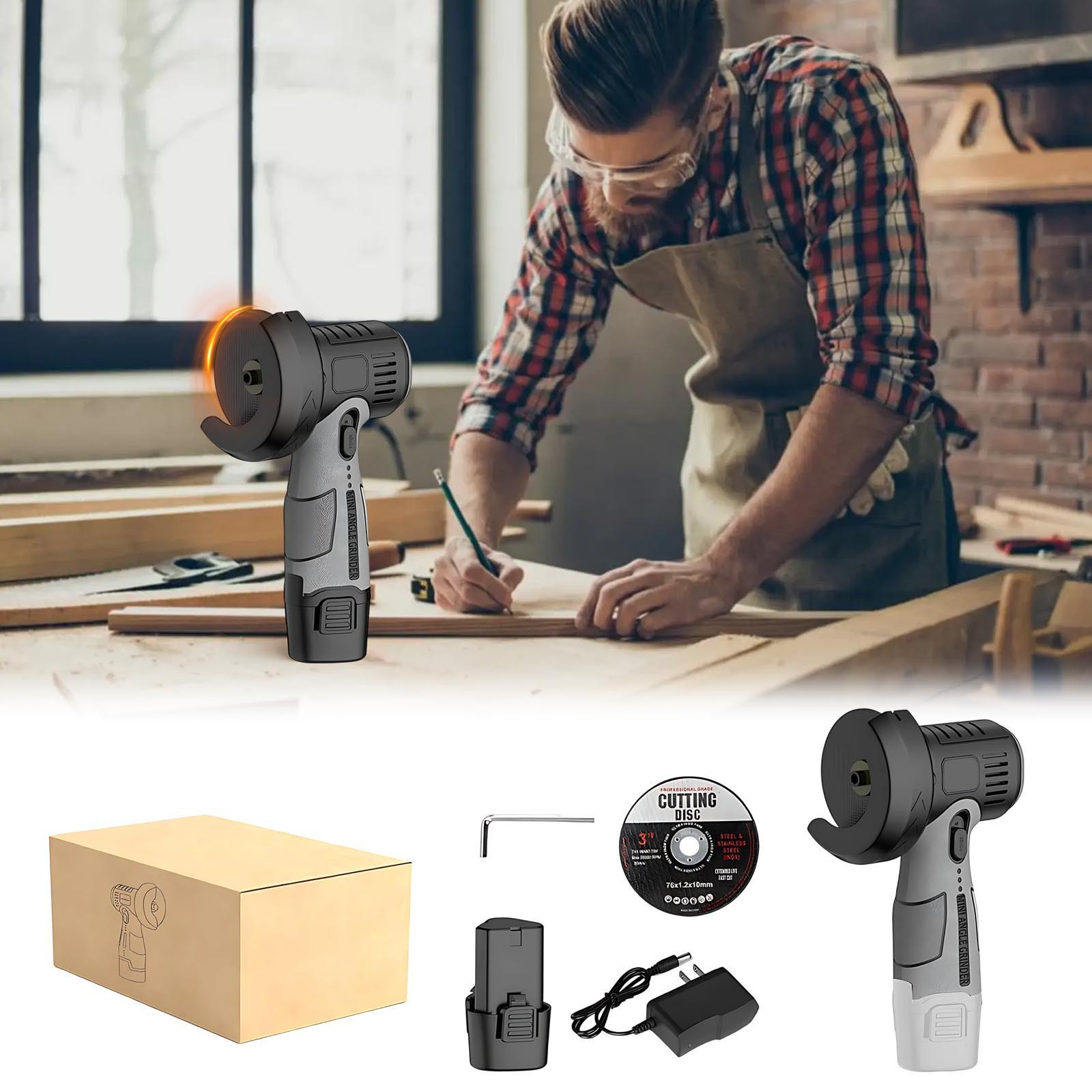 Cordless Brush Angle Grinder Kit, 12V Lithium Mini Angle Grinder ...