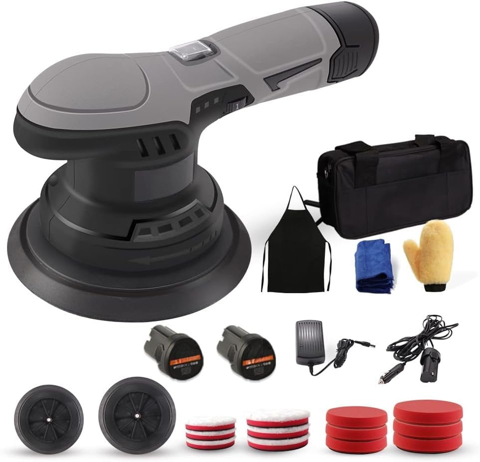 Cordless Buffer Polisher, Polisher with 2 count 12V Lithium Brushless ...