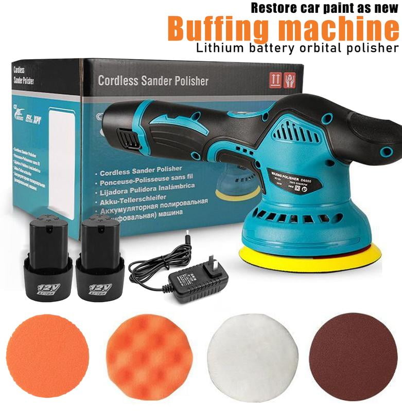Cordless Car Buffer Polisher with 12V Lithium Rechargeable Battery*2 ...