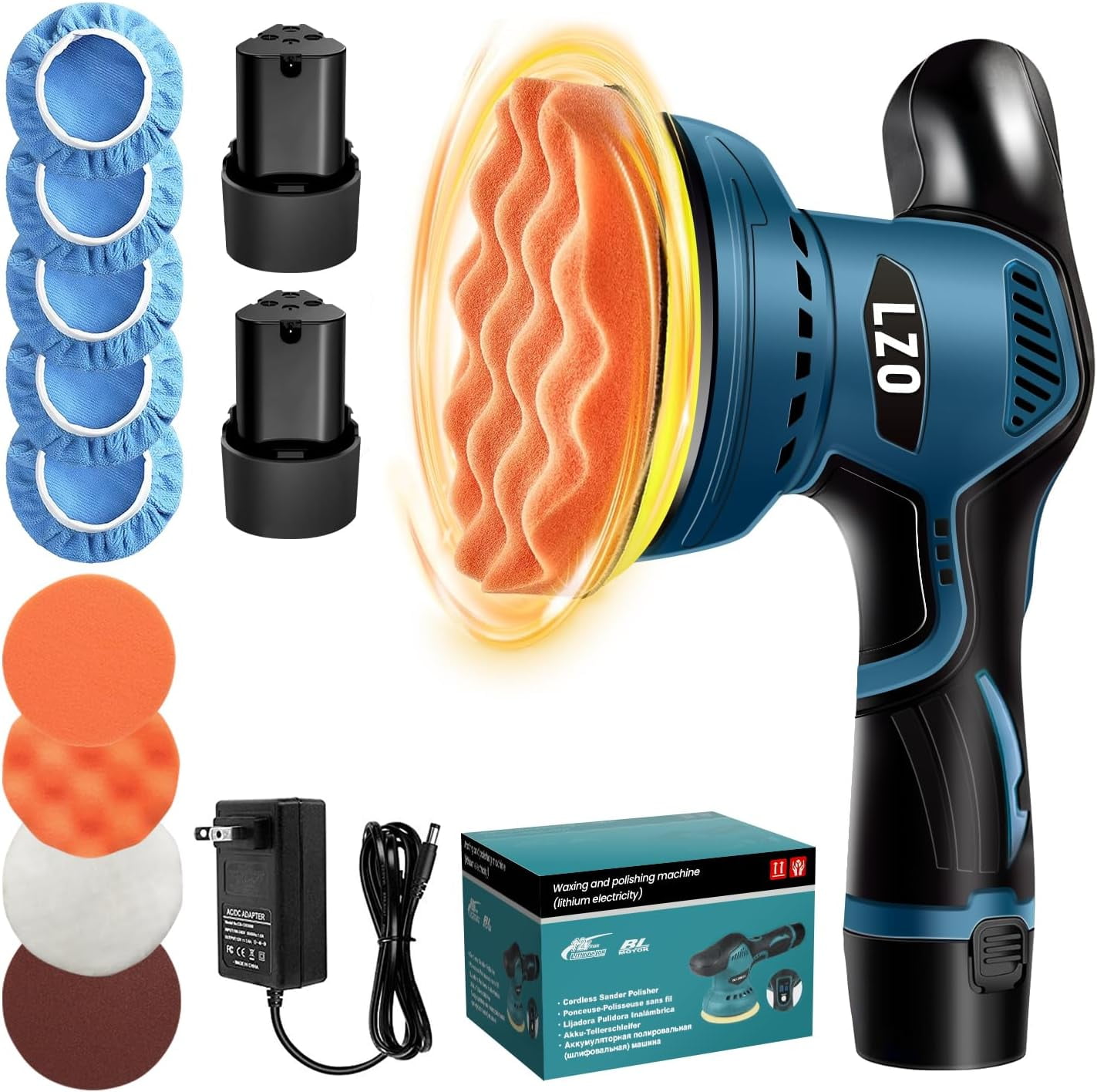 Cordless Car Buffer Polisher - with 2pcs 12V Lithium Rechargeable ...