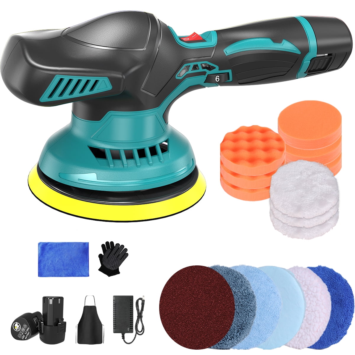 Cordless Car Buffer Polisher, 6 Inch Portable Rotary Buffer Polisher ...