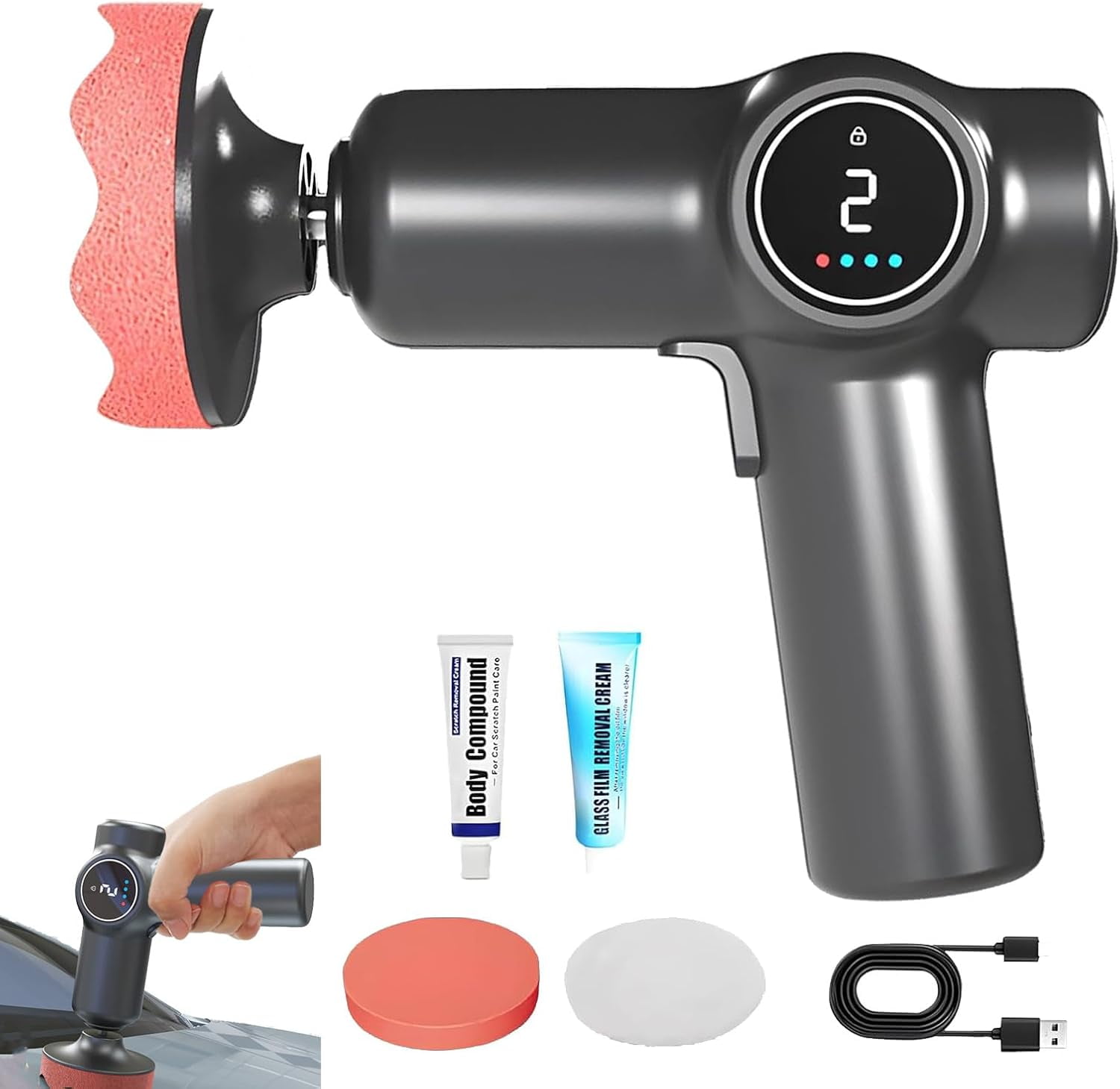 Cordless Car Buffer Polisher, Rechargeable Car Waxing and Polishing ...