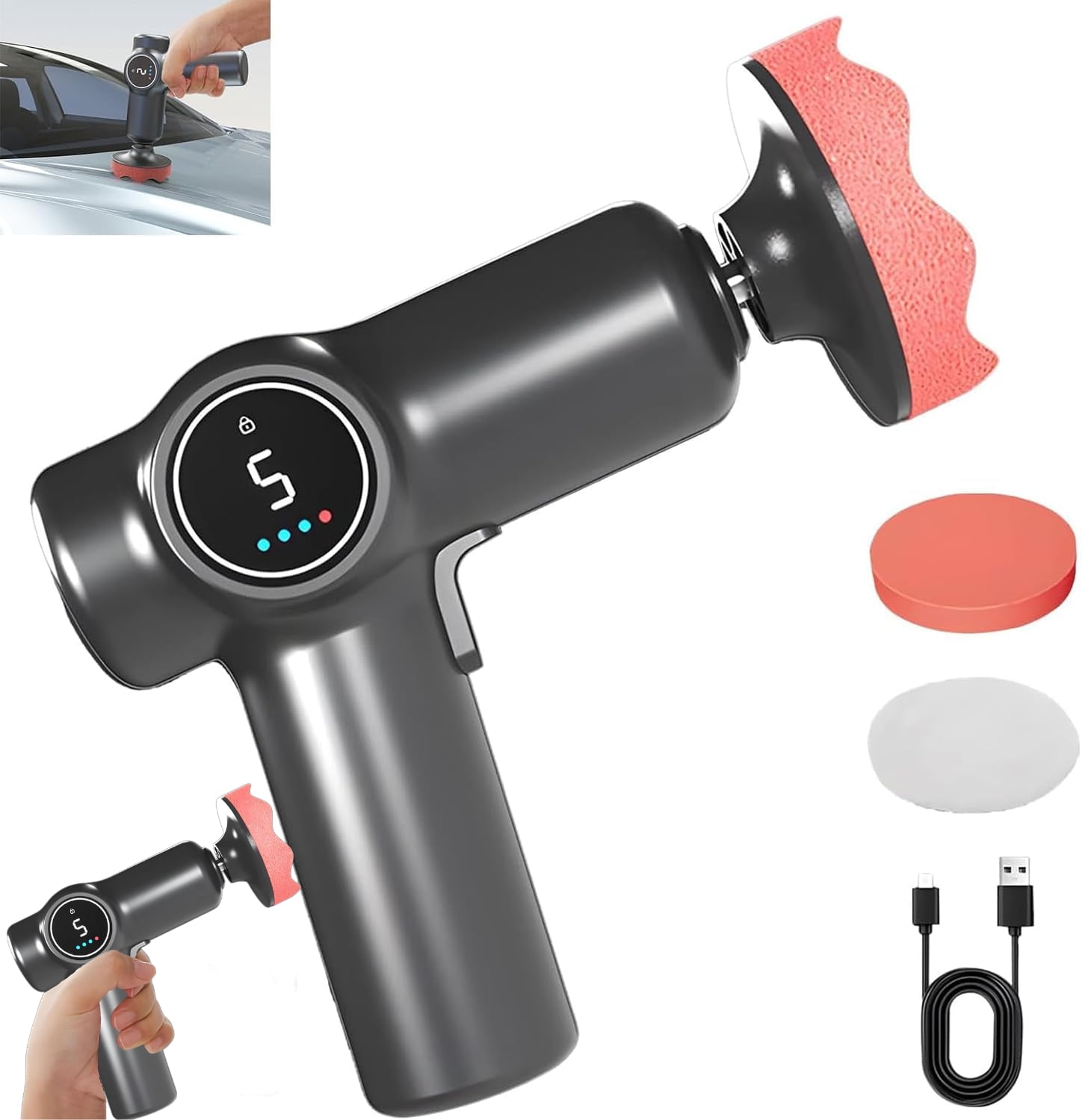 Cordless Car Buffer Polisher, Rechargeable Car Waxing and Polishing ...