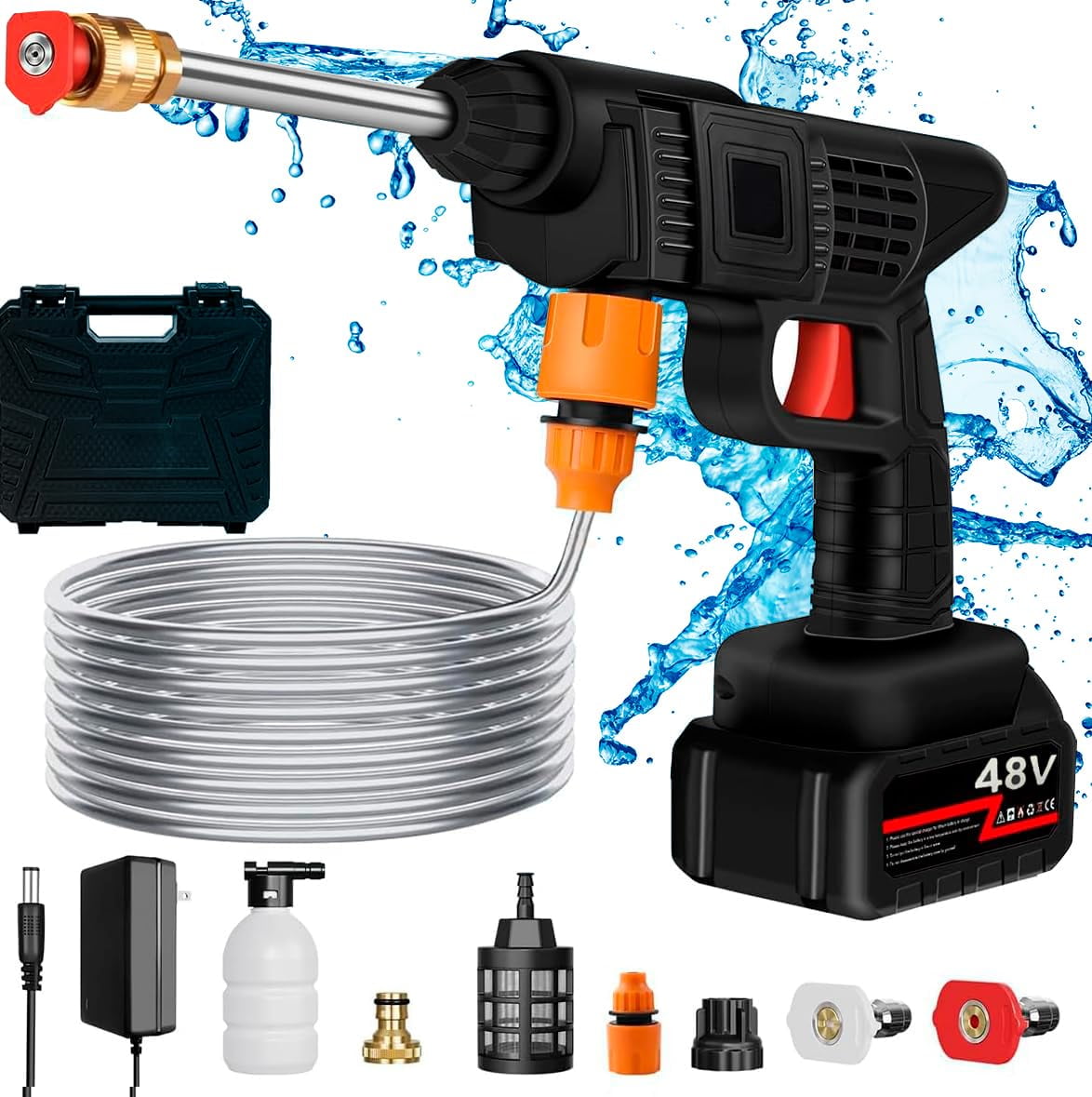 Cordless Car Washer High Pressure Gun Car Washing 48V Rechargeable ...