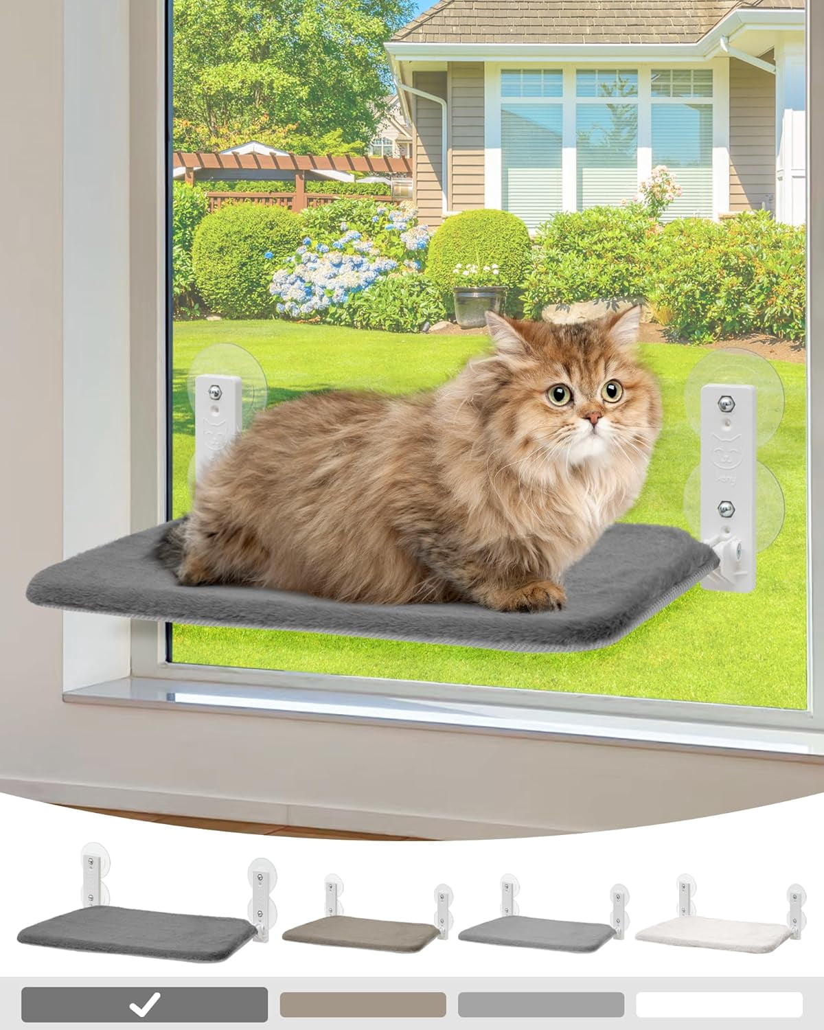 Cordless Cat Window Perch, Foldable Cat Window Hammock with Suction ...