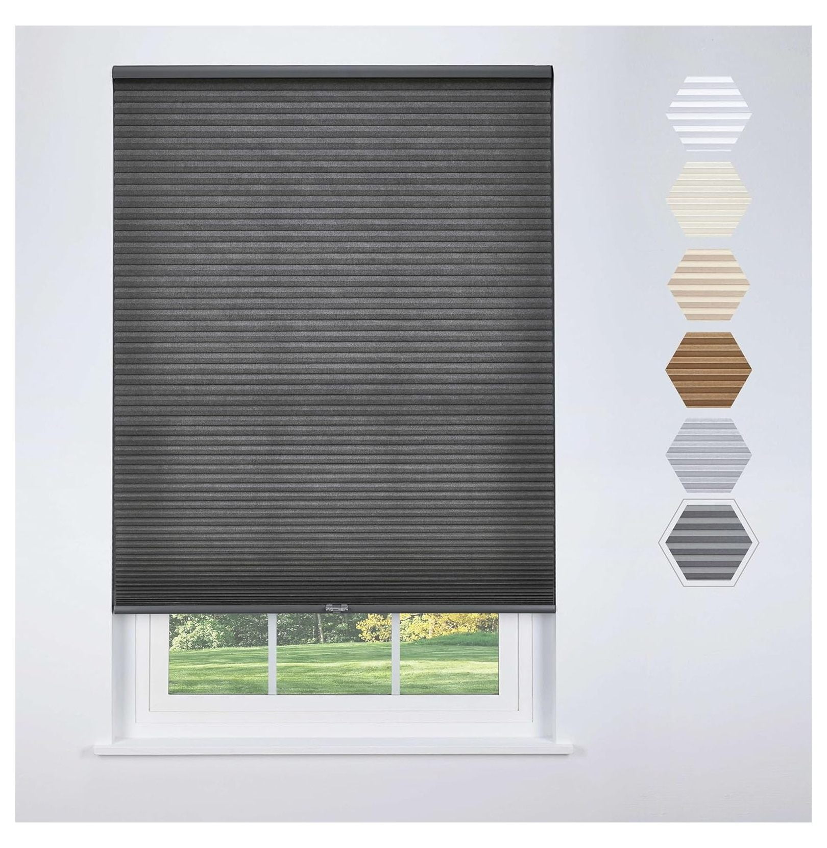Cordless Cellular Light Filtering Shade 54 3/4 W x H, Dark Grey ...