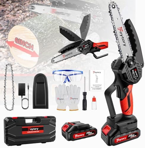 Cordless Chainsaw 6 Inch, Chainsaw with 1500mA Battery, Light Weight ...