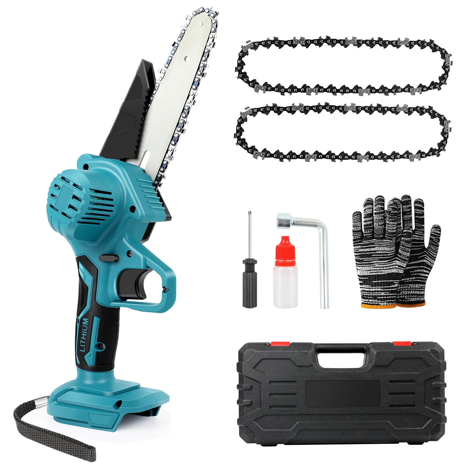 Cordless Chainsaw Mini 6 inch, Handheld Electric Powered Chain Saw with ...