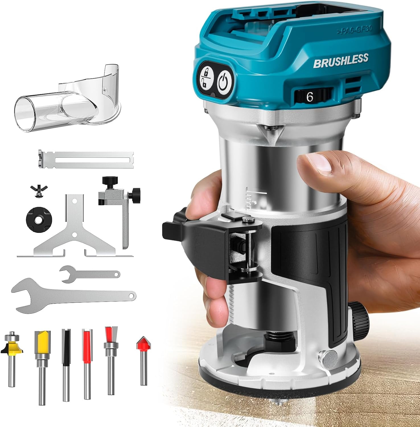 Cordless Compact Router for Makita 18V Battery (Bare Tool), 6 Variable ...