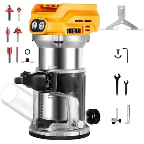 Cordless Compact Router compatible with Dewalt 20V Battery,6 Speeds ...