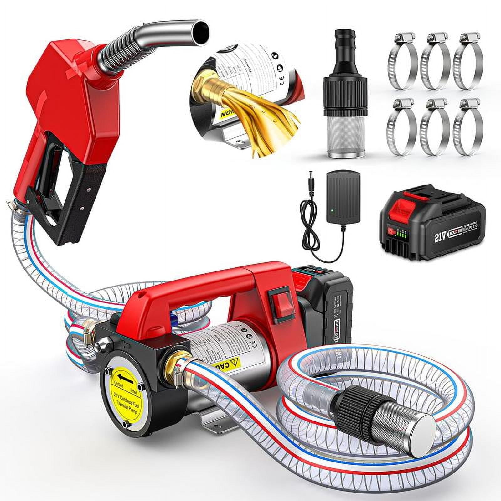 "Cordless Diesel Transfer Pump Kit, Portable 12GPM Battery-Powered Fuel ...