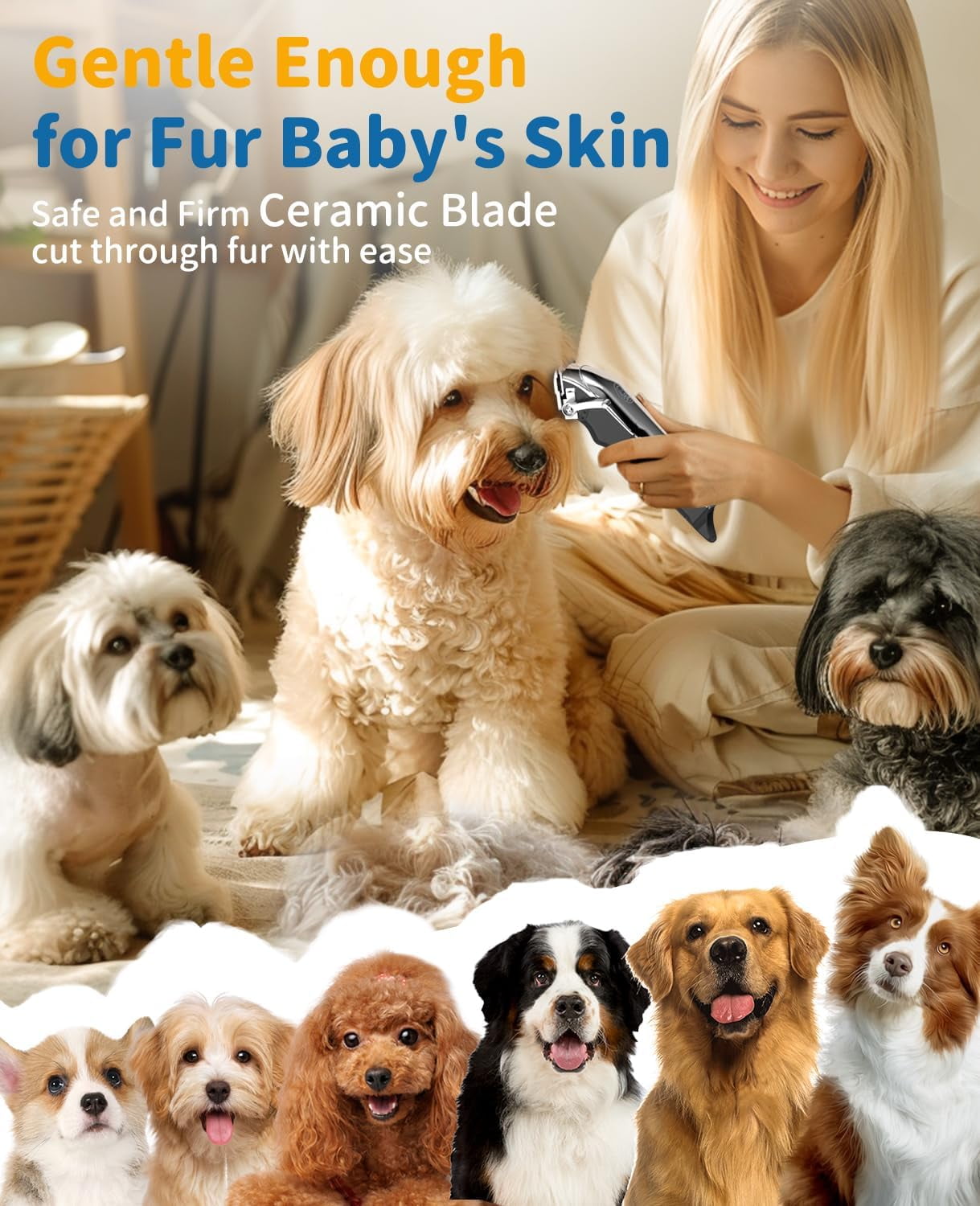 Cordless Dog Clippers for Grooming Professional for Thick Hair Coats ...