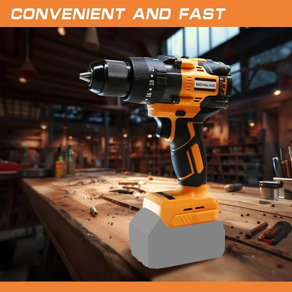 Cordless Drill Compatible with 20V Battery, Impact Driver Variable ...
