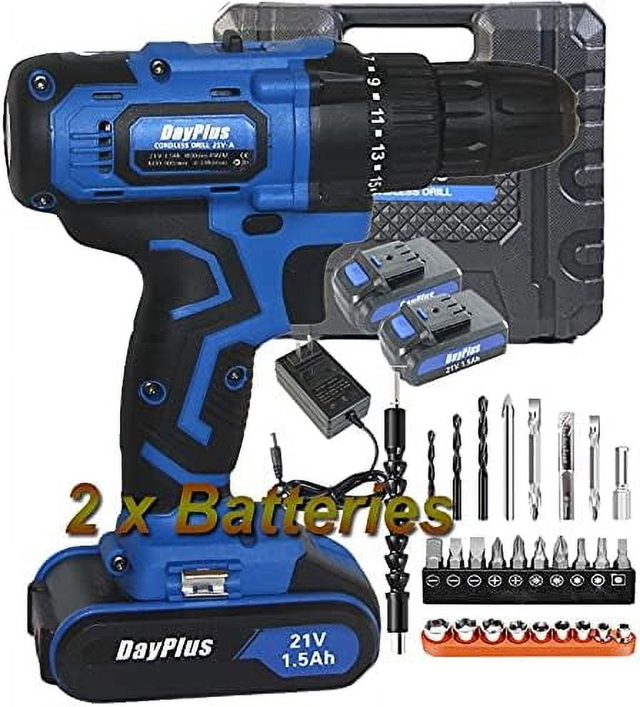 Cordless Drill Driver Combo Kit Power Drill Set with 2x Batteries and ...